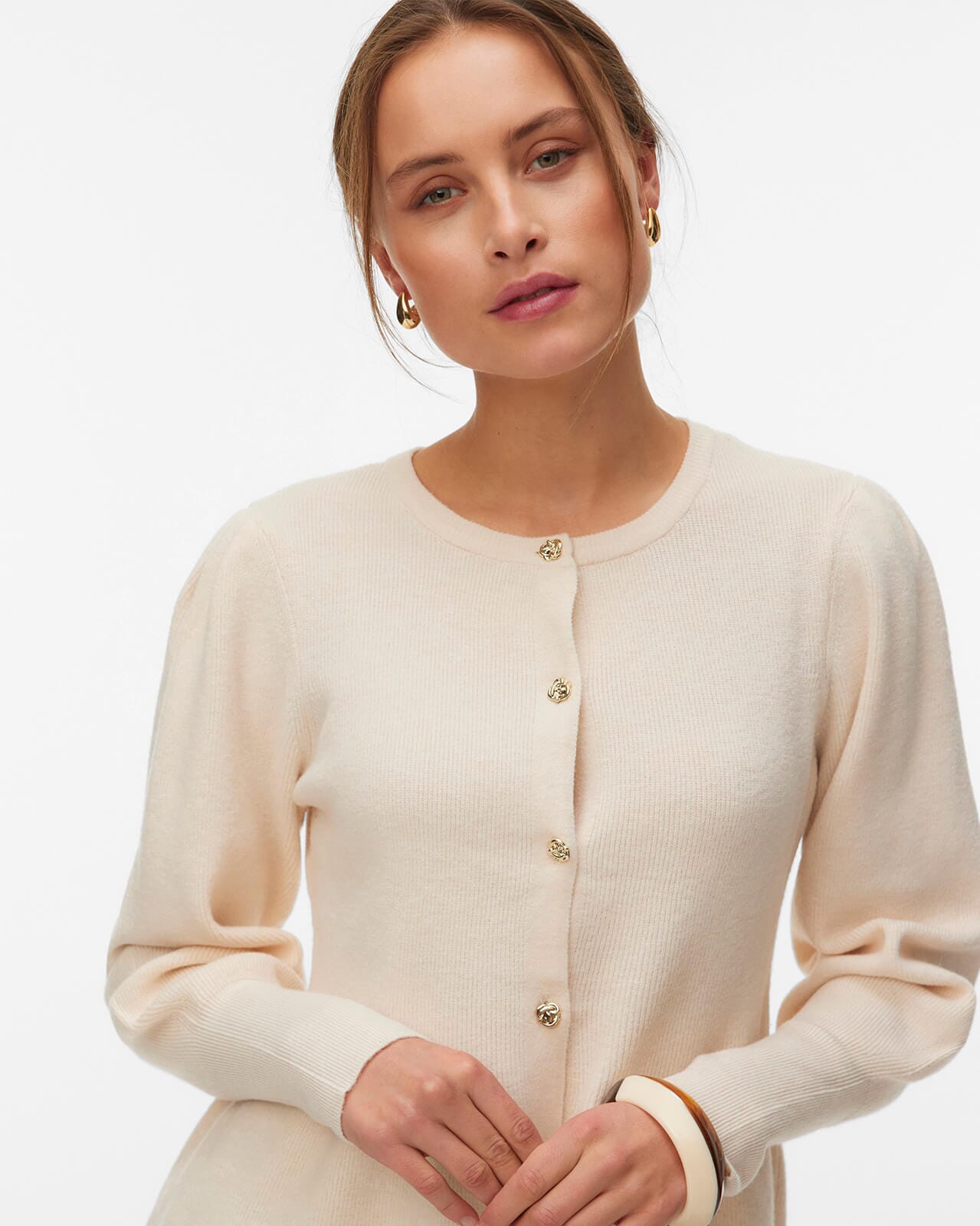 VERO MODA Cardigan Light - Eggnog/ White Melange
