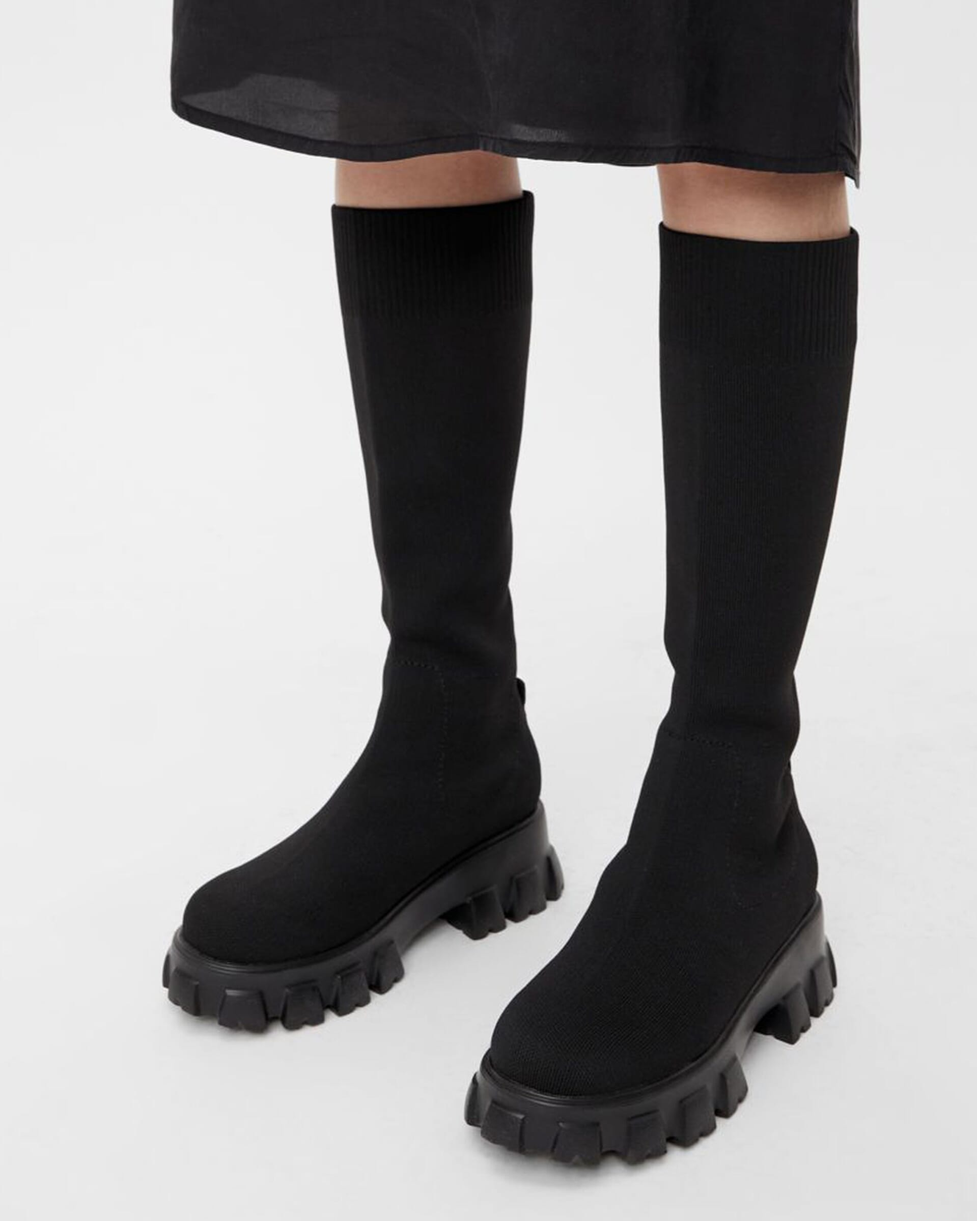 BIANCO Boots Prima Knee High Sock Boot Knit - Black | Lange boots ...
