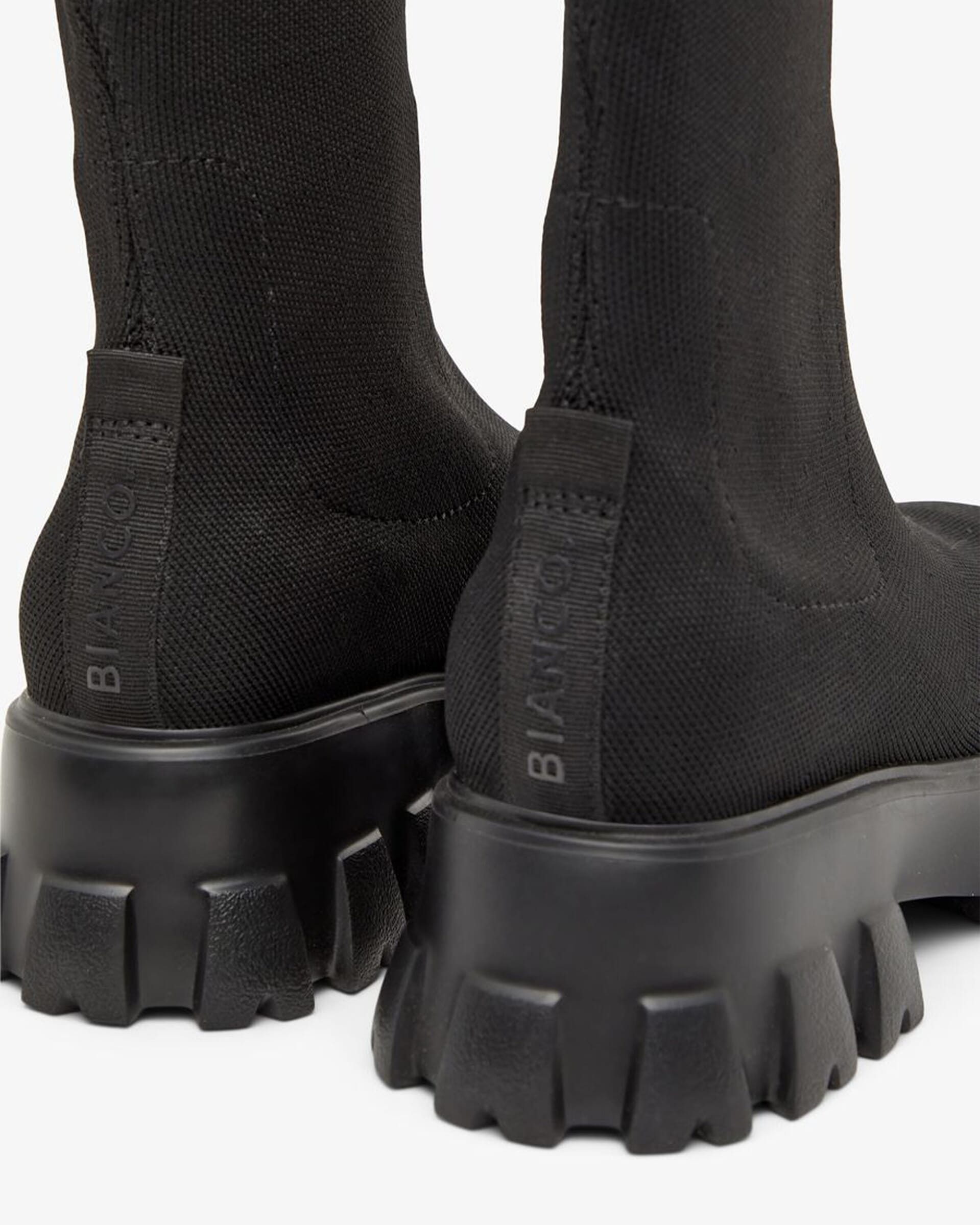 BIANCO Boots Prima Knee High Sock Boot Knit - Black | Lange boots ...