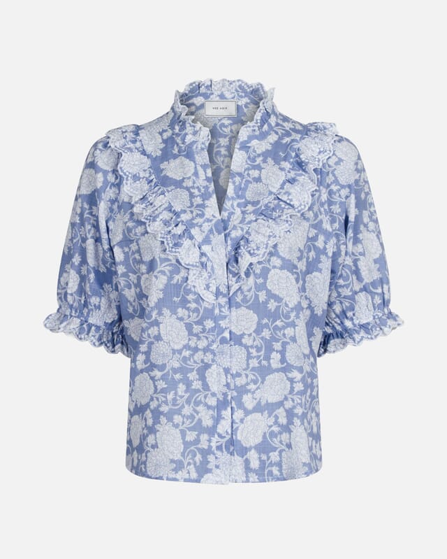 NEO NOIR Bluse Manet Belle Flower - Dusty Blue | Topper og bluser til ...