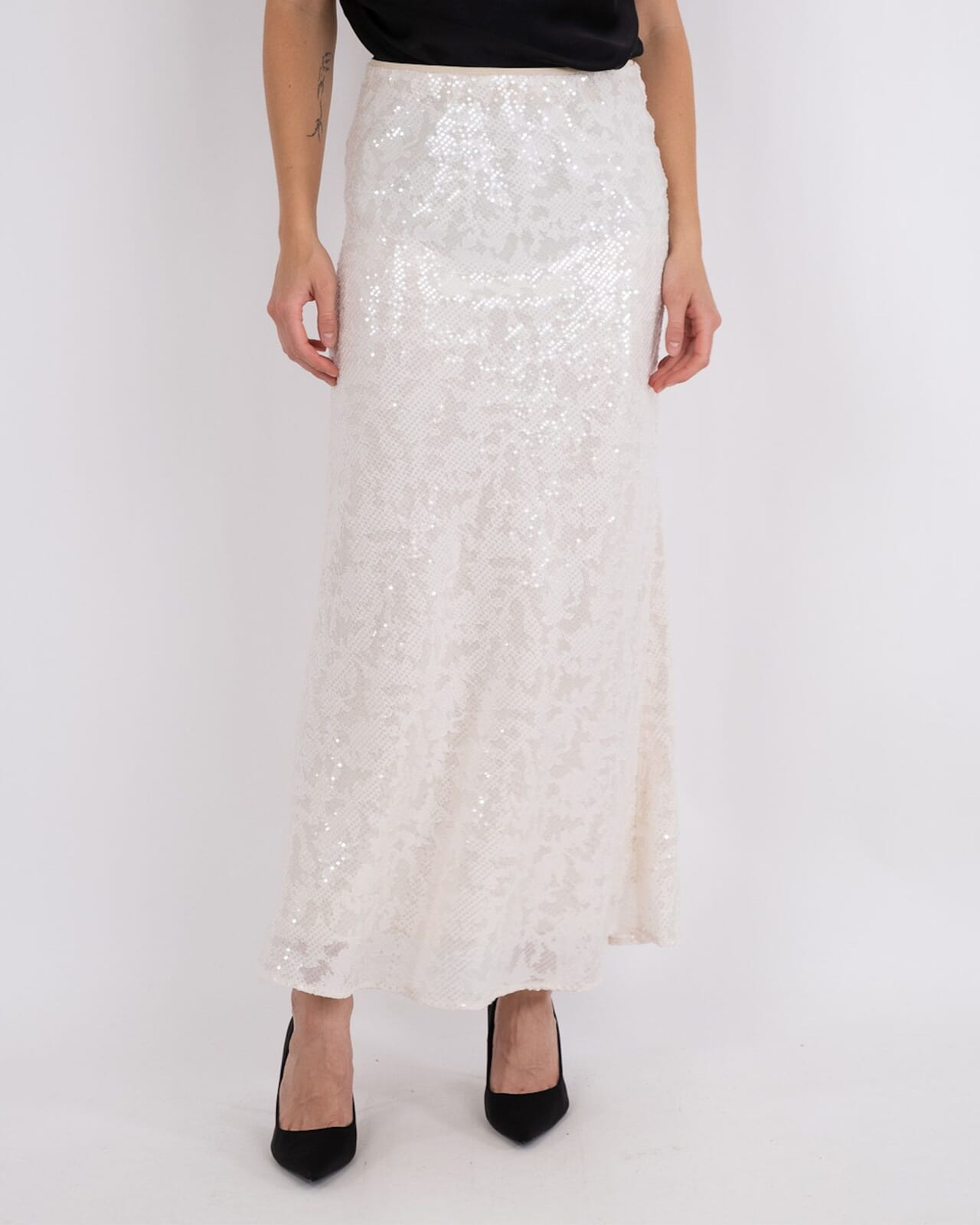 NEO NOIR Paljettskjørt Vicky Sequins - Ivory | Midi og maxiskjørt til ...