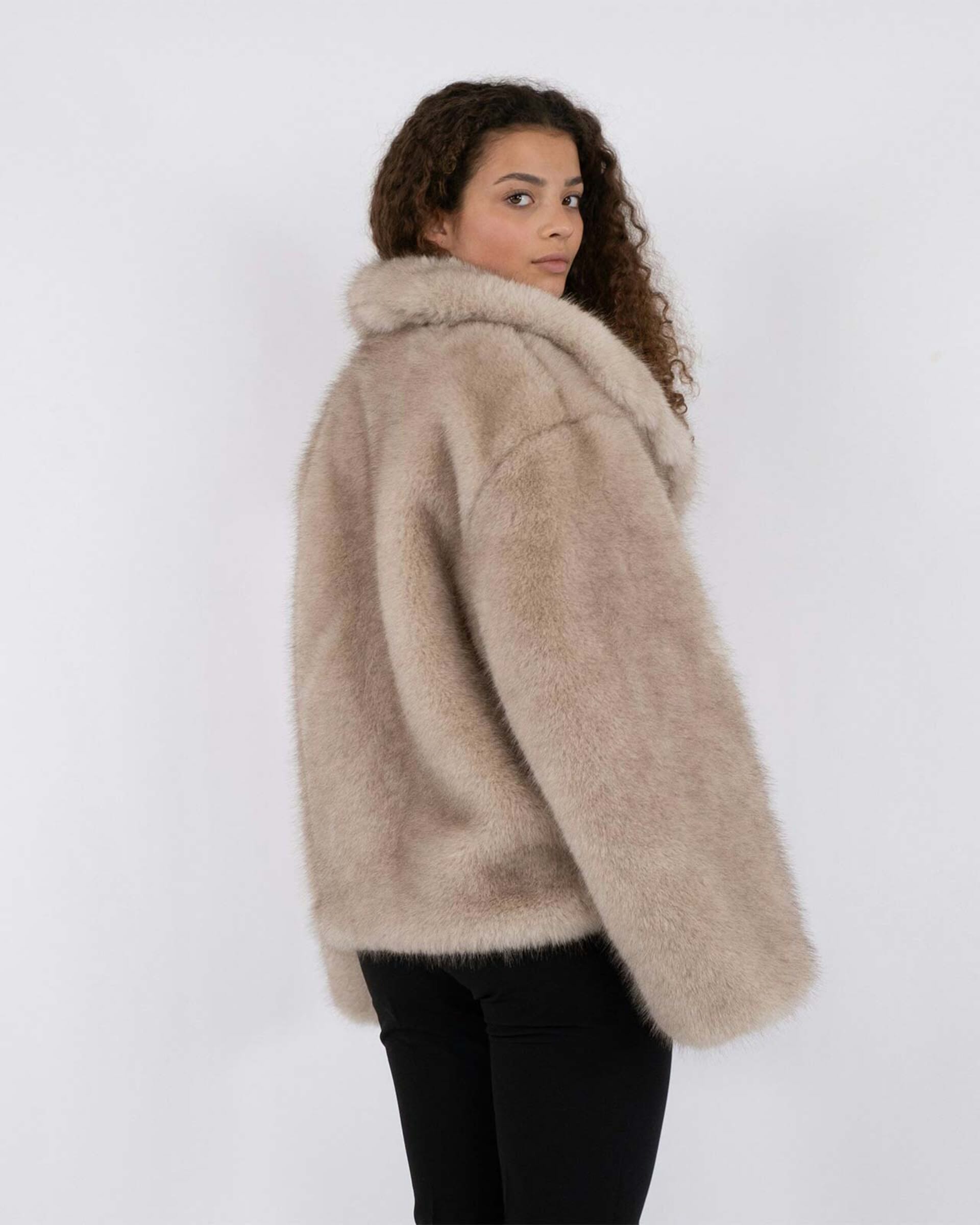 NEO NOIR Jakke Stephanie Faux Fur - Beige