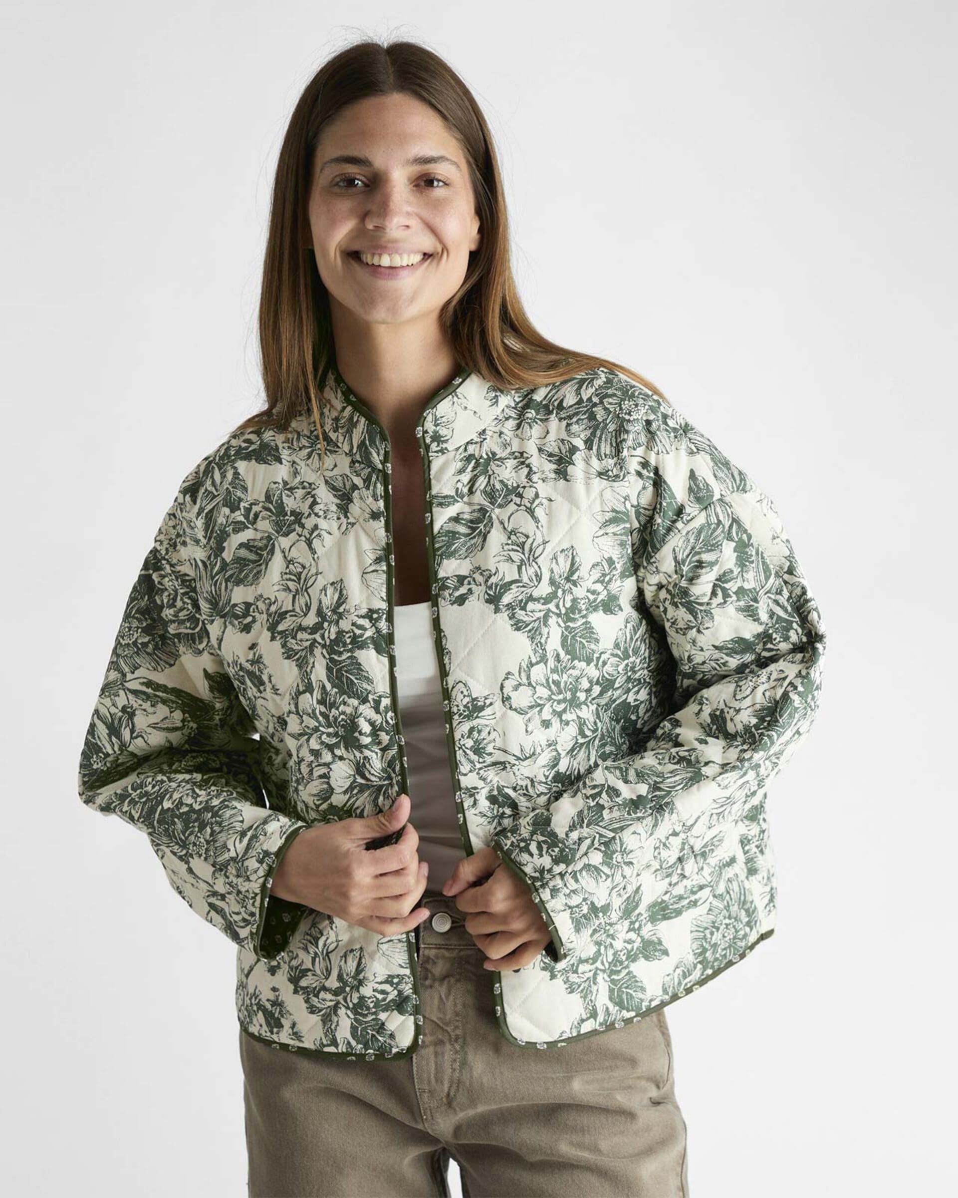 NEO NOIR Jakke Hema Stencil Quilt Jacket - Army