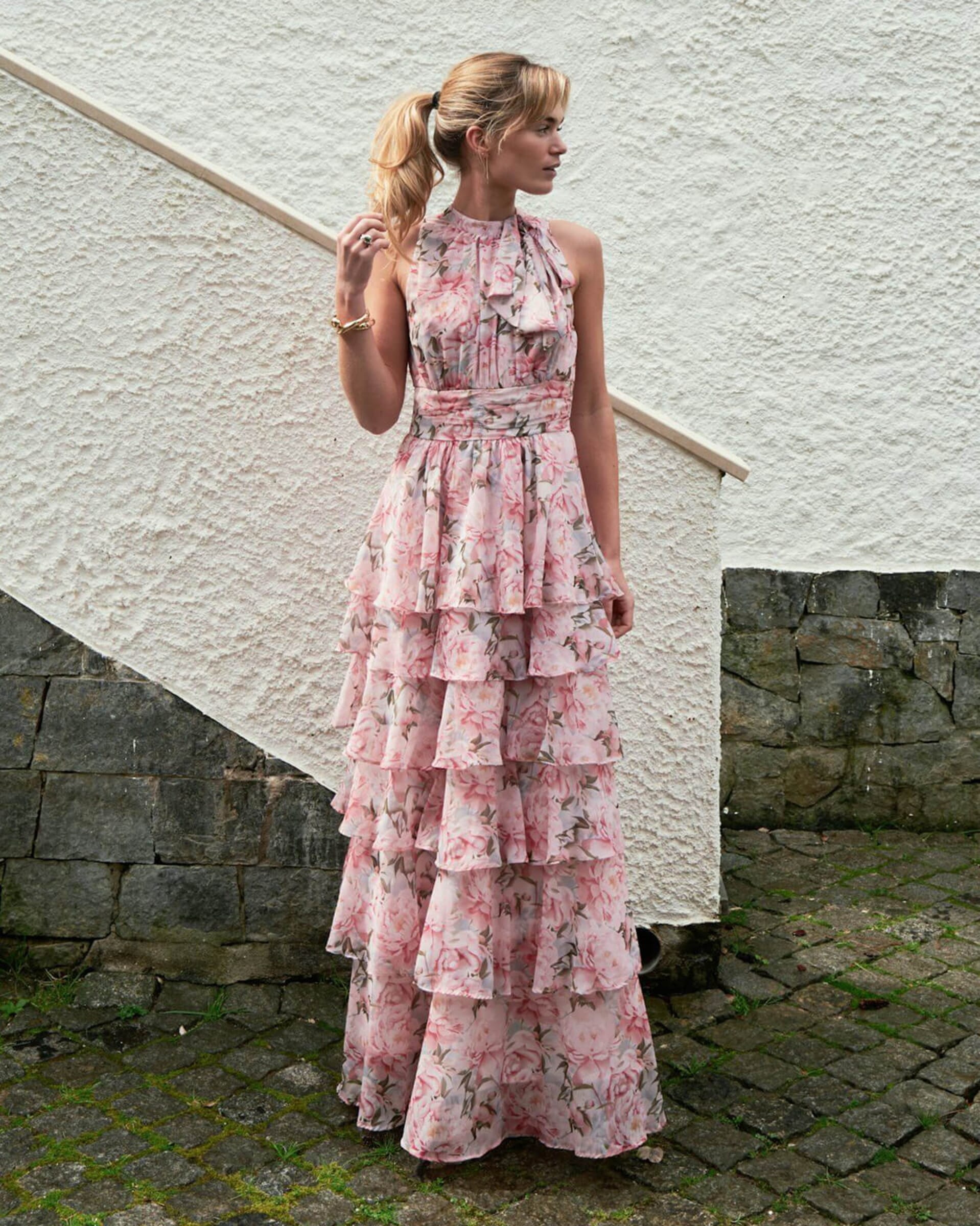 NEO NOIR Maxikjole Marli Flower Chiffon - Rose