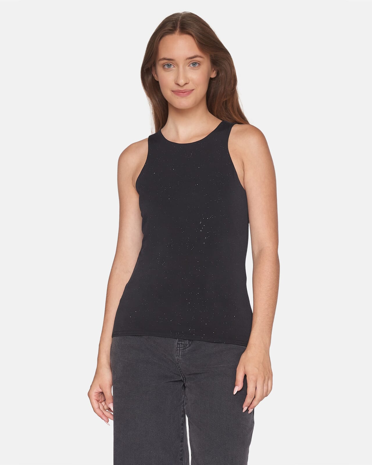 SISTERS POINT Singlet Goa T3 - Black/ Glitter | Festtopper og singleter med glitter til dame ...