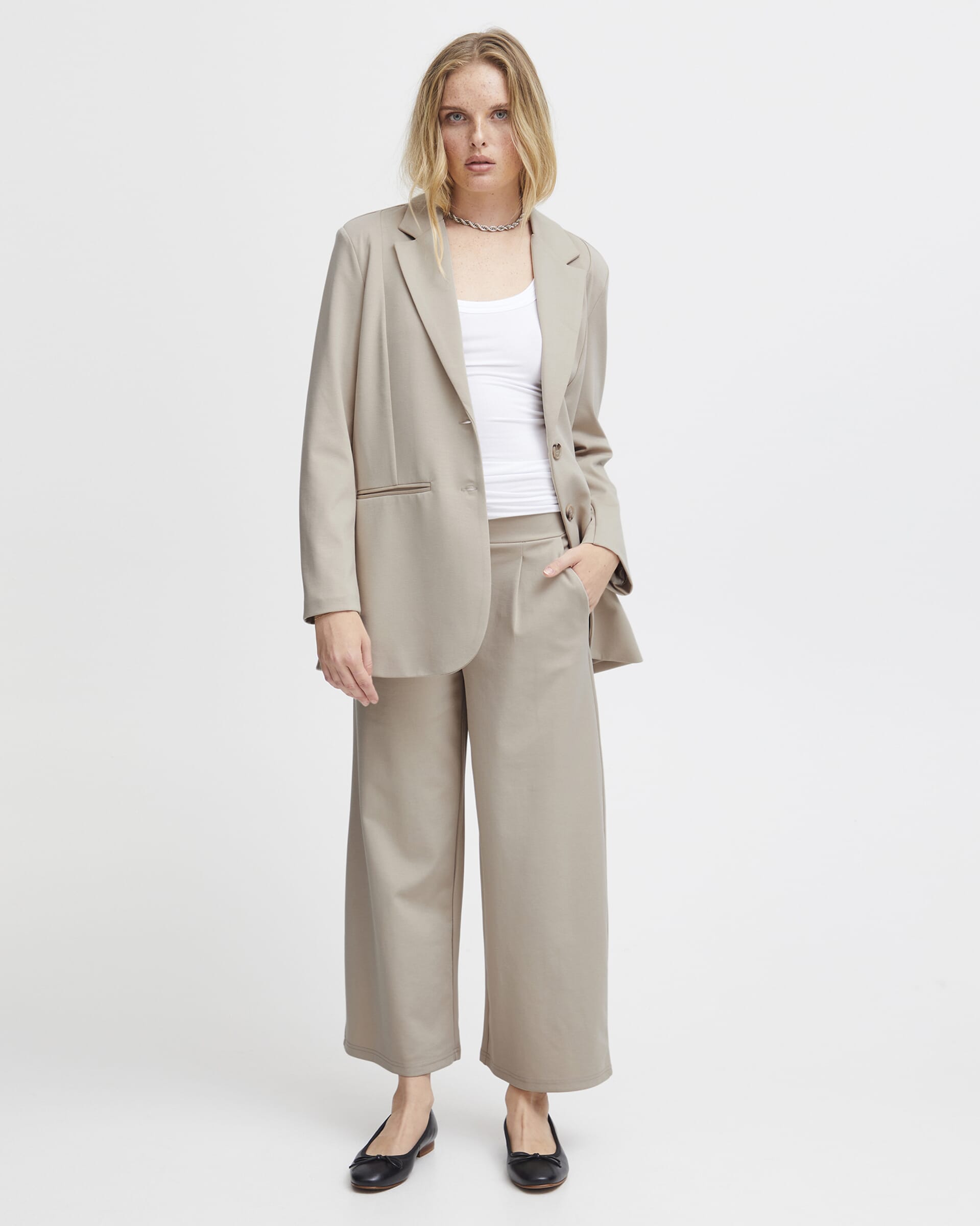 ICHI Bukse Kate Sus Wide PA - Doeskin