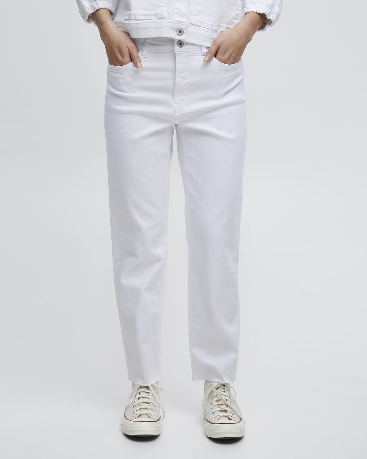 ICHI Jeans Ziggy Raven Raw - Bright White | Hvite bukser i denim | FLOYD.no