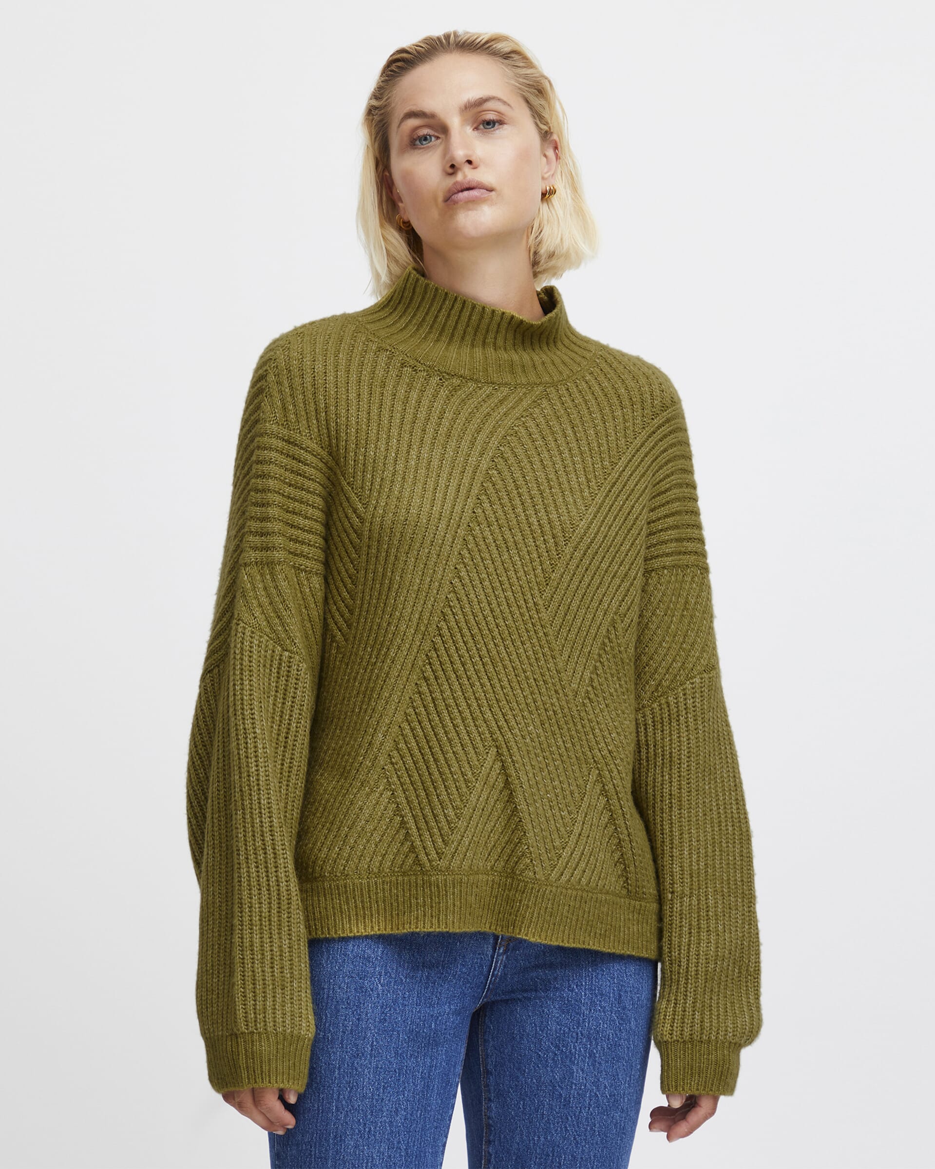 ICHI Strikkegenser Mylle LS4 - Green Moss | Strikkegensere til dame | FLOYD.no