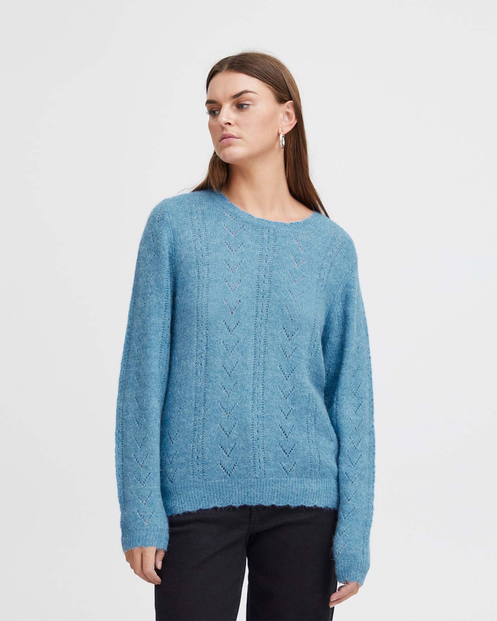 ICHI Strikkegenser Kamara LS12 - Azure Blue | Overdeler | FLOYD.no