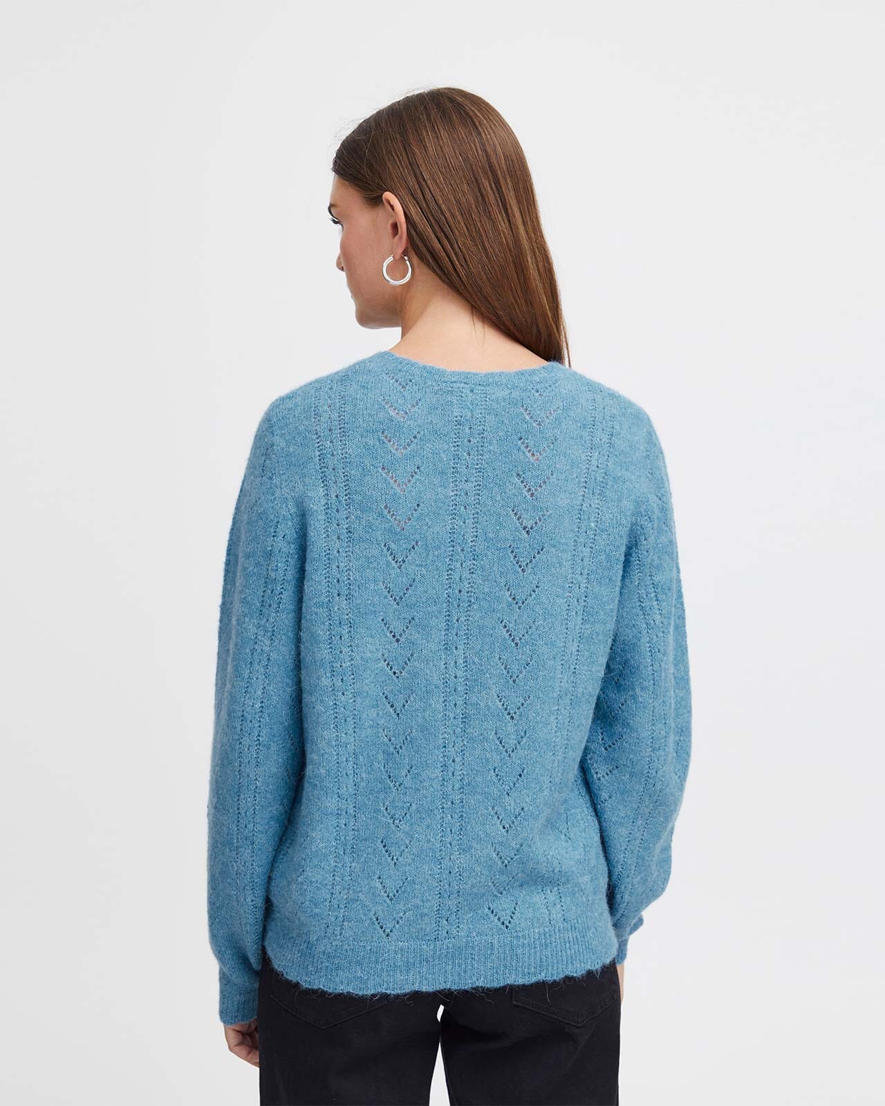 ICHI Strikkegenser Kamara LS12 - Azure Blue | Overdeler | FLOYD.no