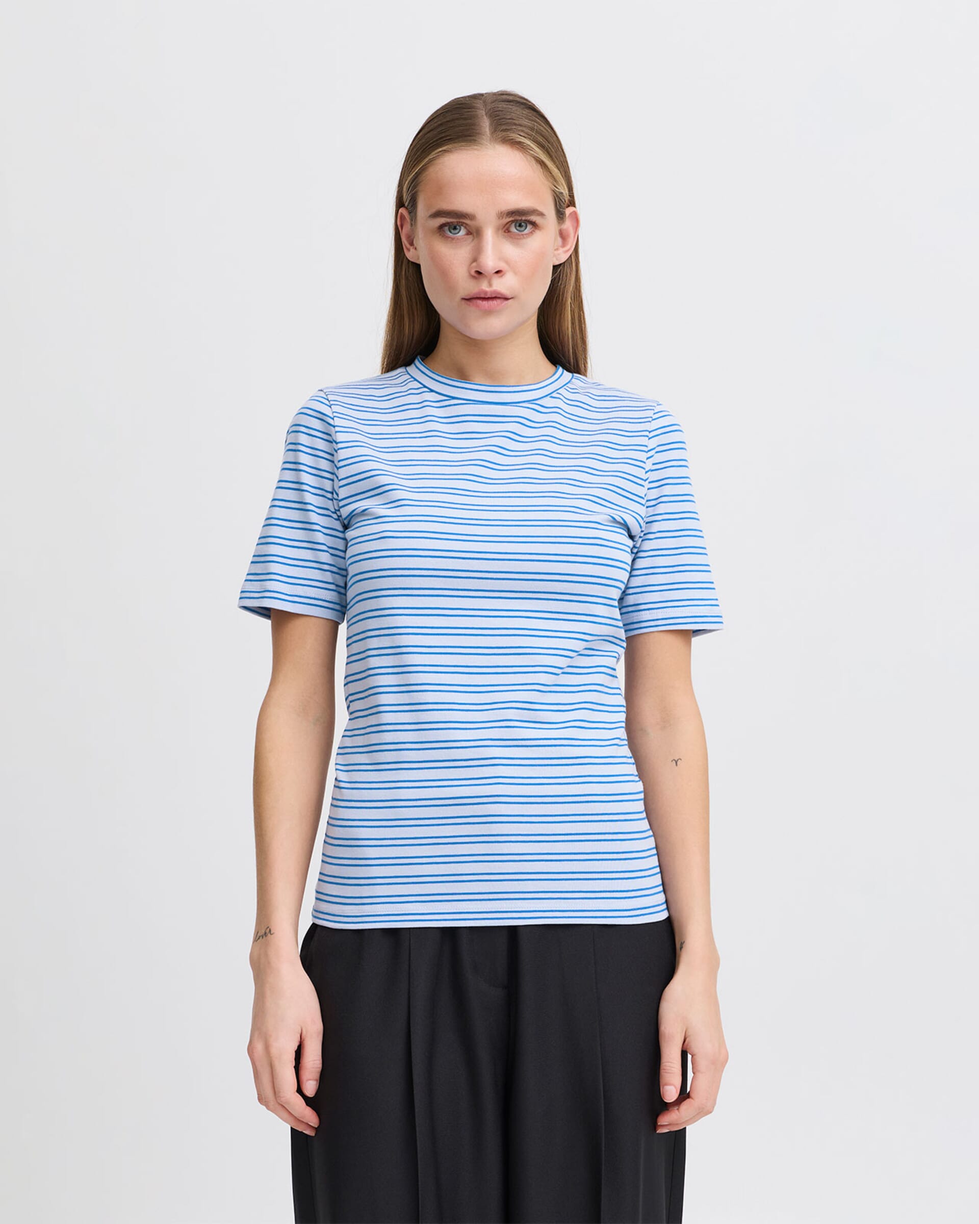ICHI T-skjorte Mira SS2 - Zen Blue/ Turkish Sea