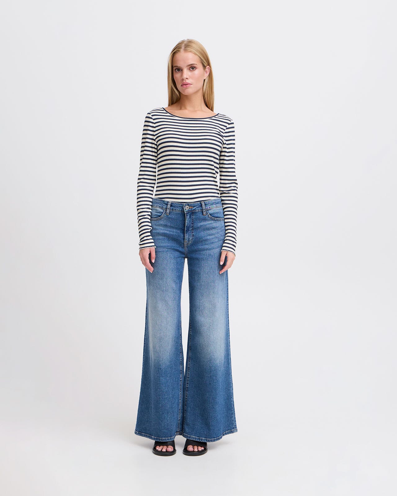 ICHI Topp Cella LS - Total Eclipse Stripe