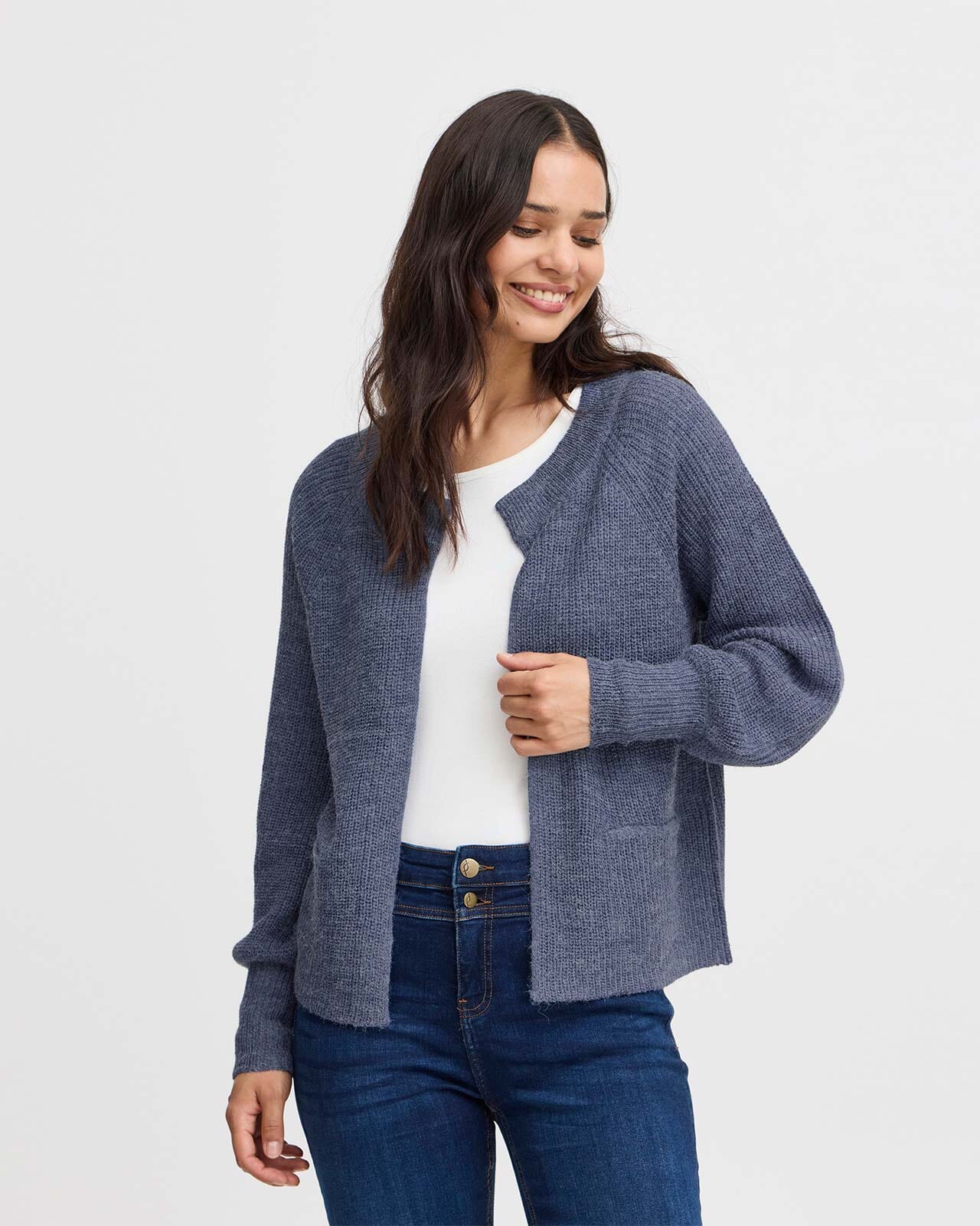 Fransa Cardigan Eretta Car 4 - Vintage Indigo Melange