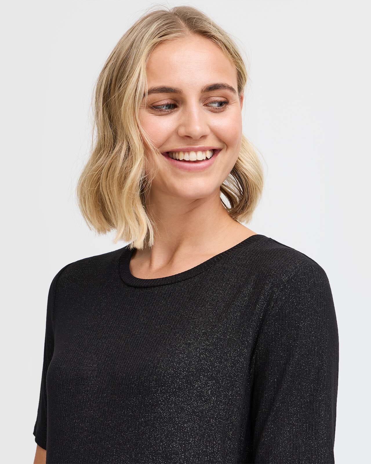 Fransa Topp Regina SS - Black Mix