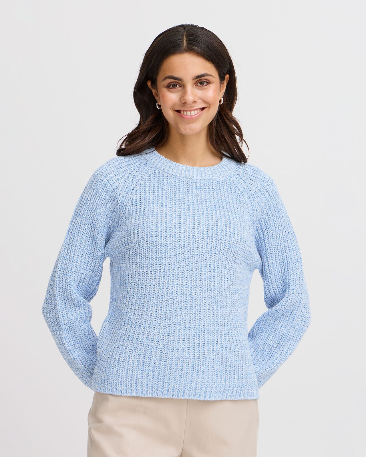 Fransa Strikkegenser Erni PU1 - Azure Blue Melange