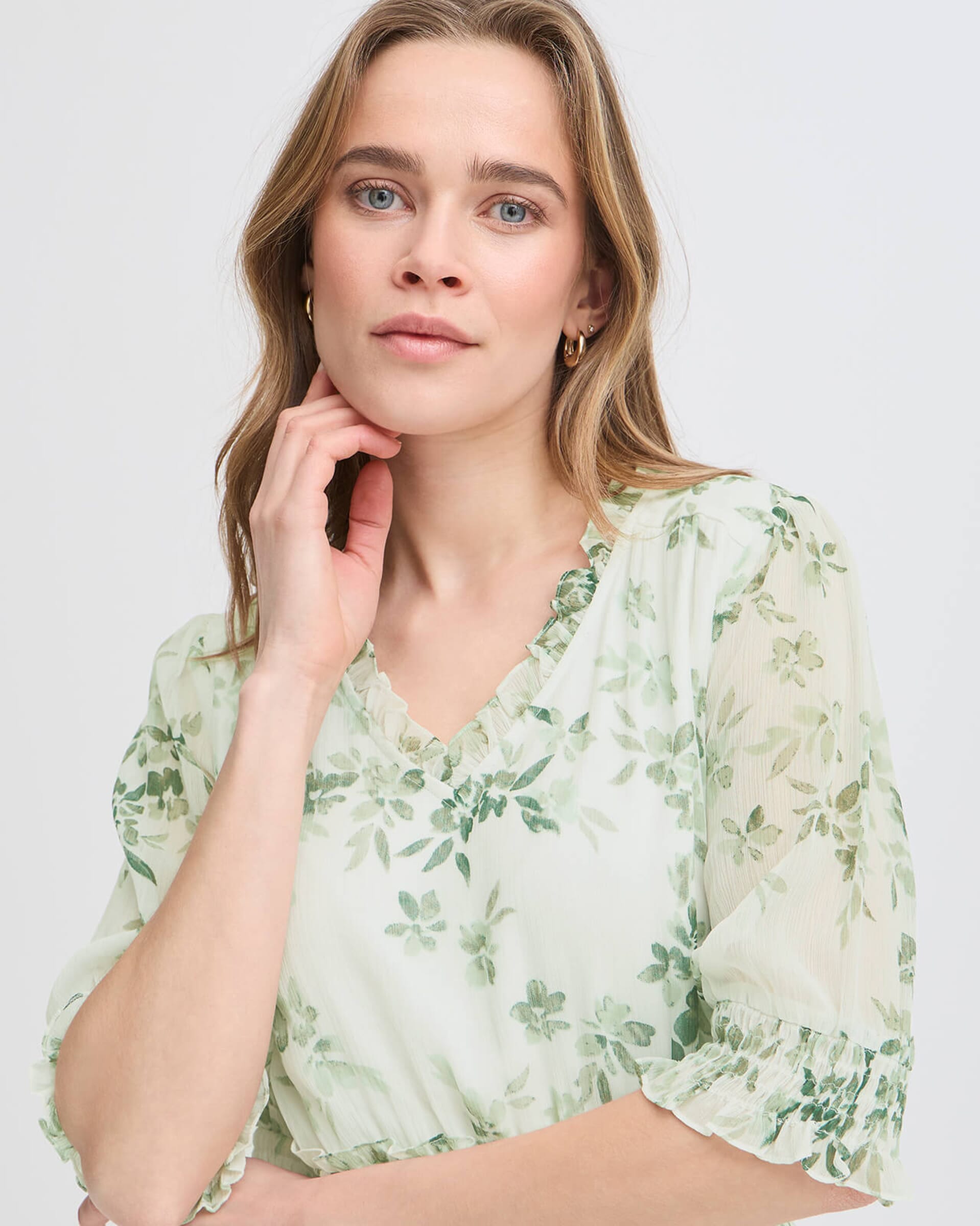 Fransa Midikjole Kara DR1 - Iceberg Green Art