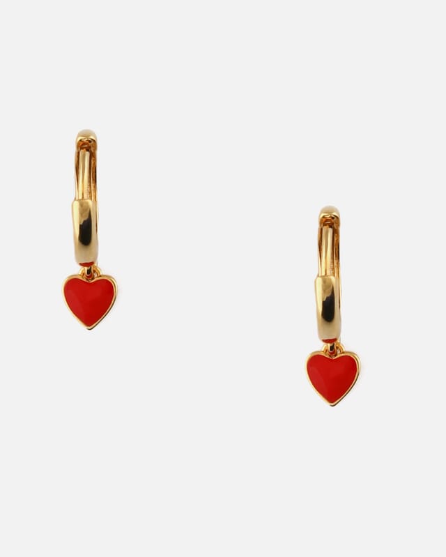 Orelia Øreringer Red Enamel Heart Drop Huggie Hoop - Gold - gull ... Orelia Øreringer Red Enamel Heart Drop Huggie Hoop - Gold - gull ...