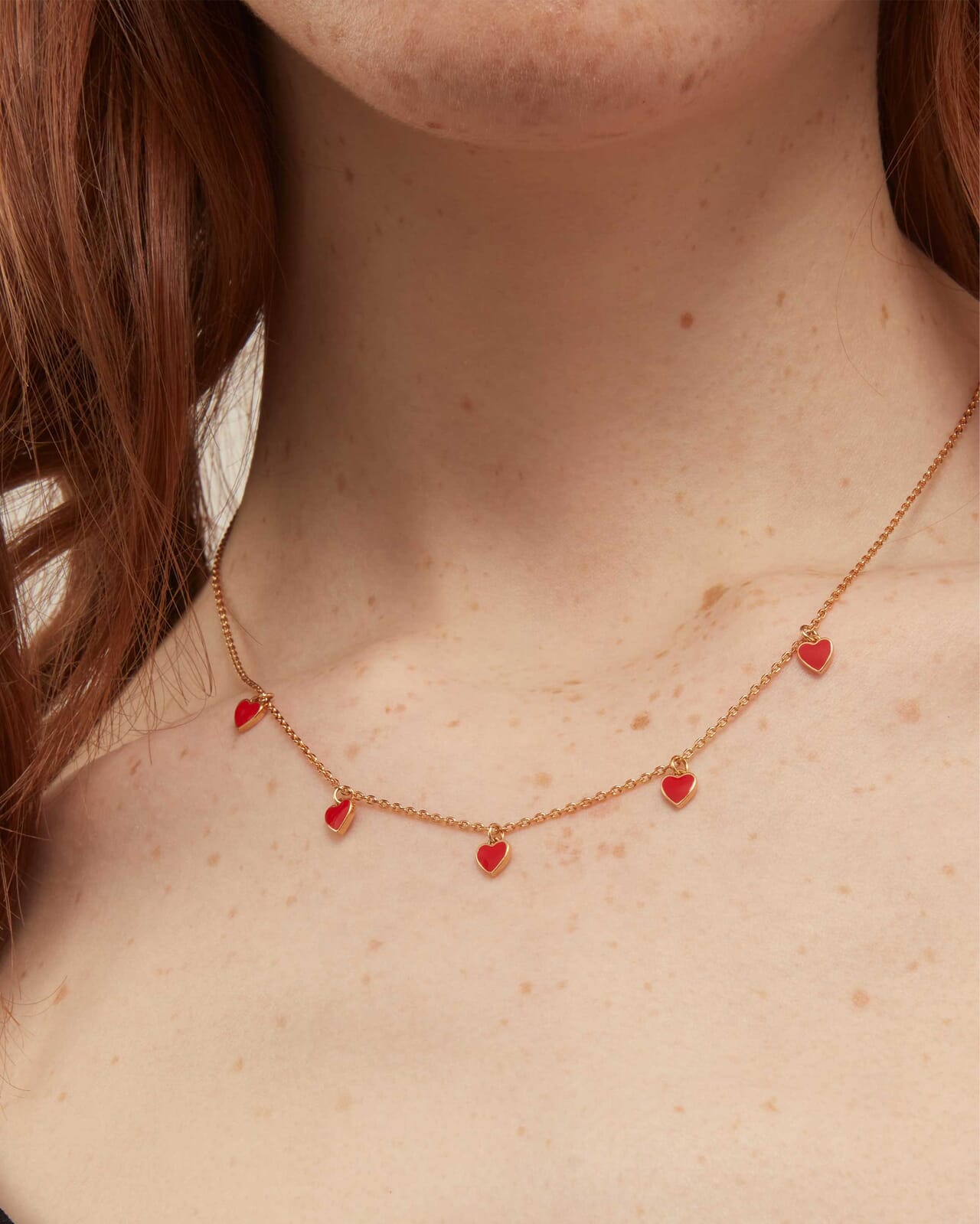 Orelia Kjede Red Enamel Heart Multi Drop - Gold - gull | Emaljerte ...