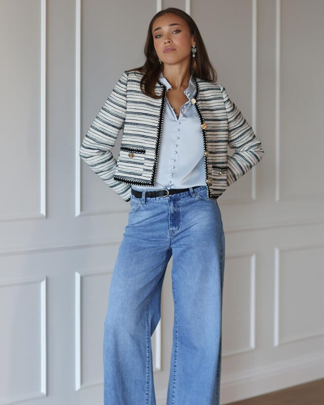 FLOYD Tweedjakke Carla - Offwhite/ Black