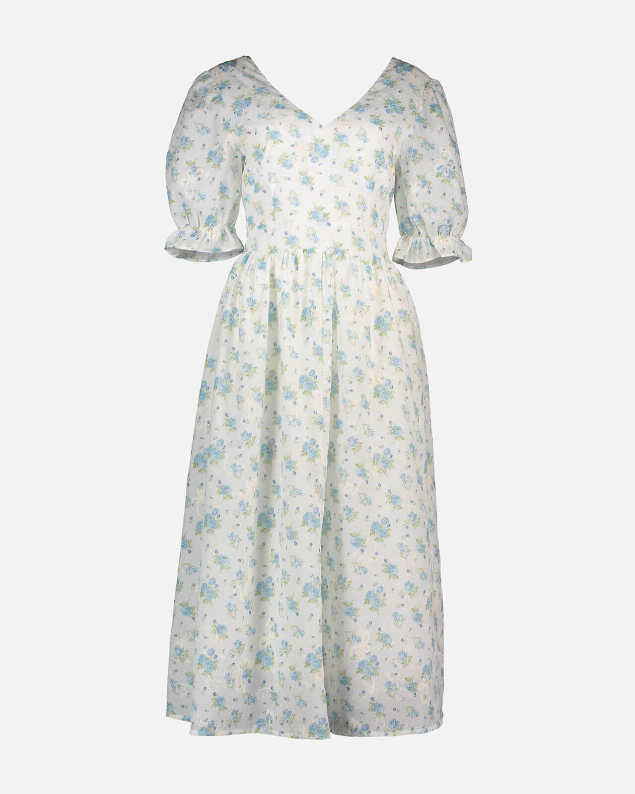 FLOYD Midikjole Helen Flower - Blue