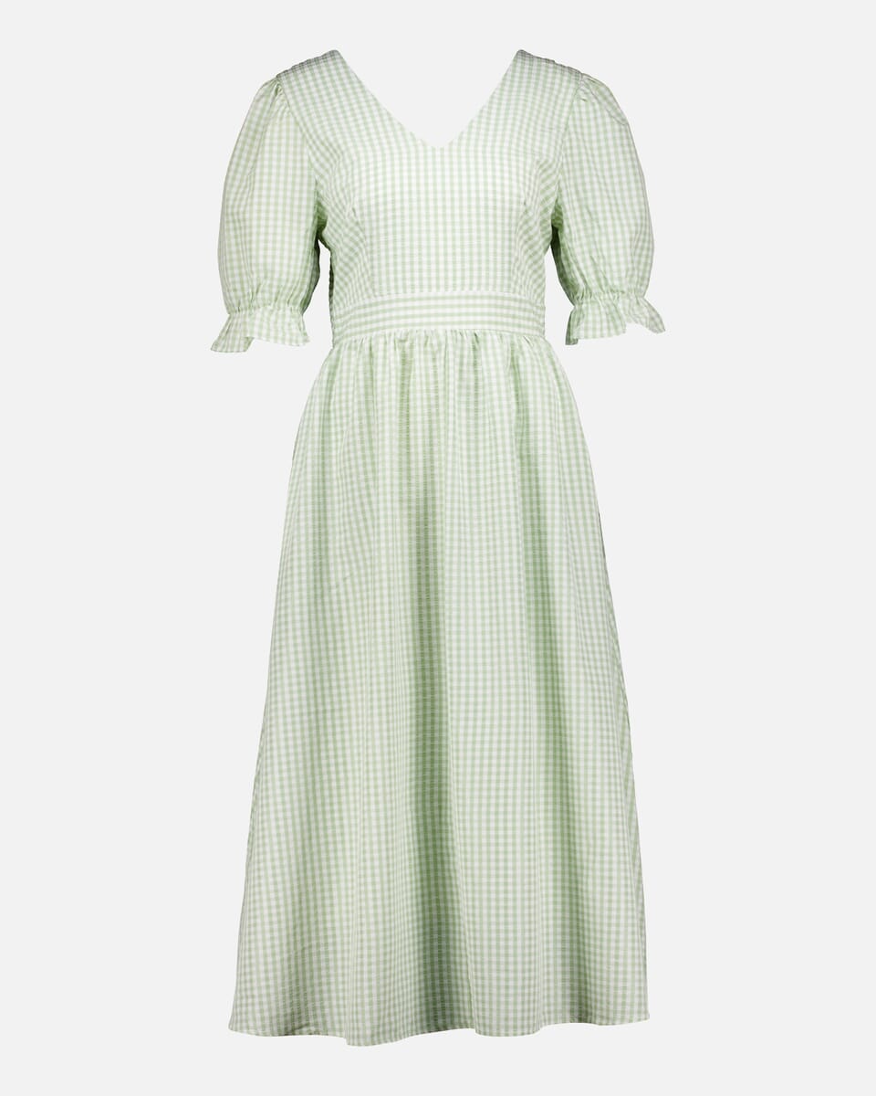 FLOYD Midikjole Helen Check - Island Green