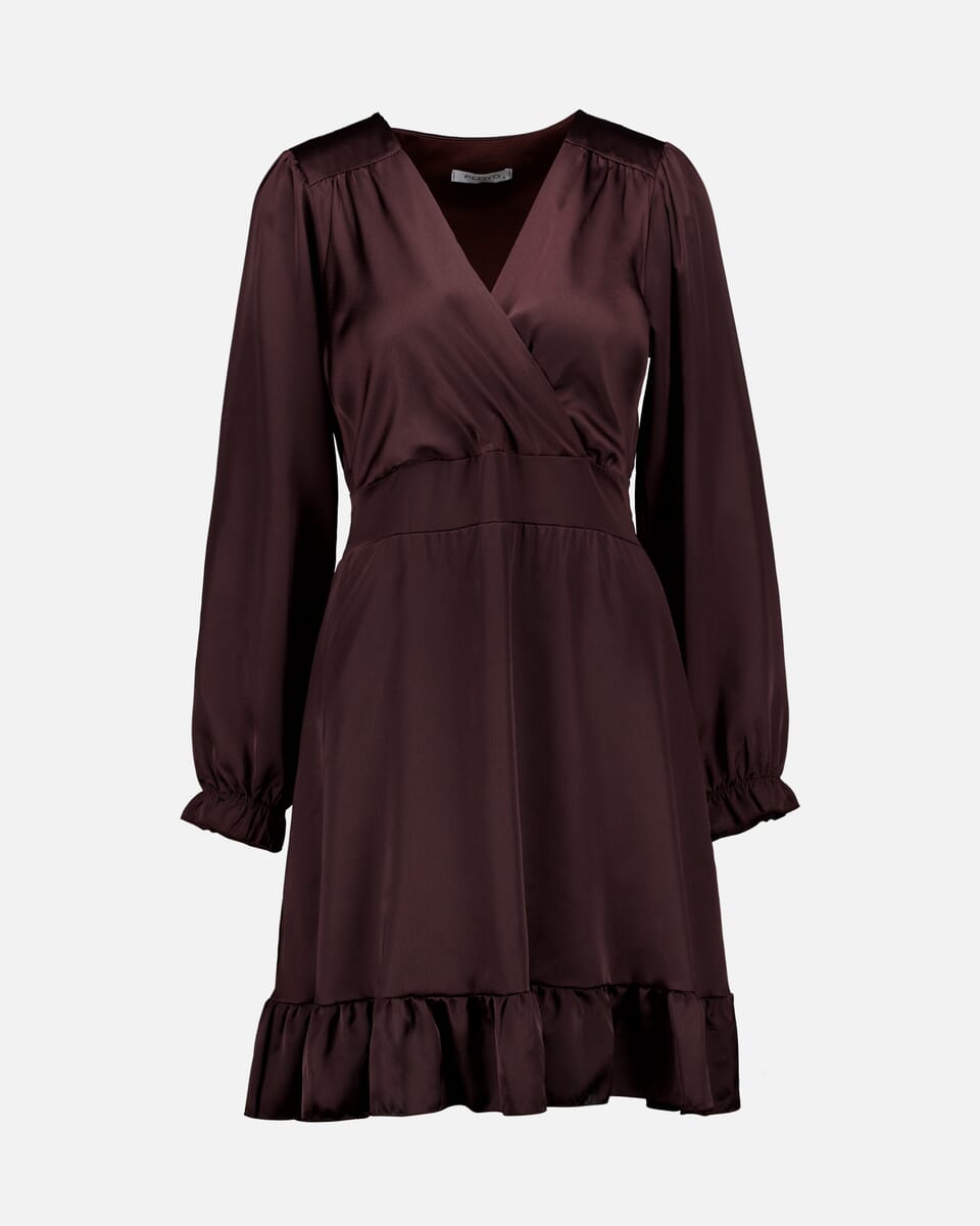FLOYD Kjole Rine Satin - Dark Brown