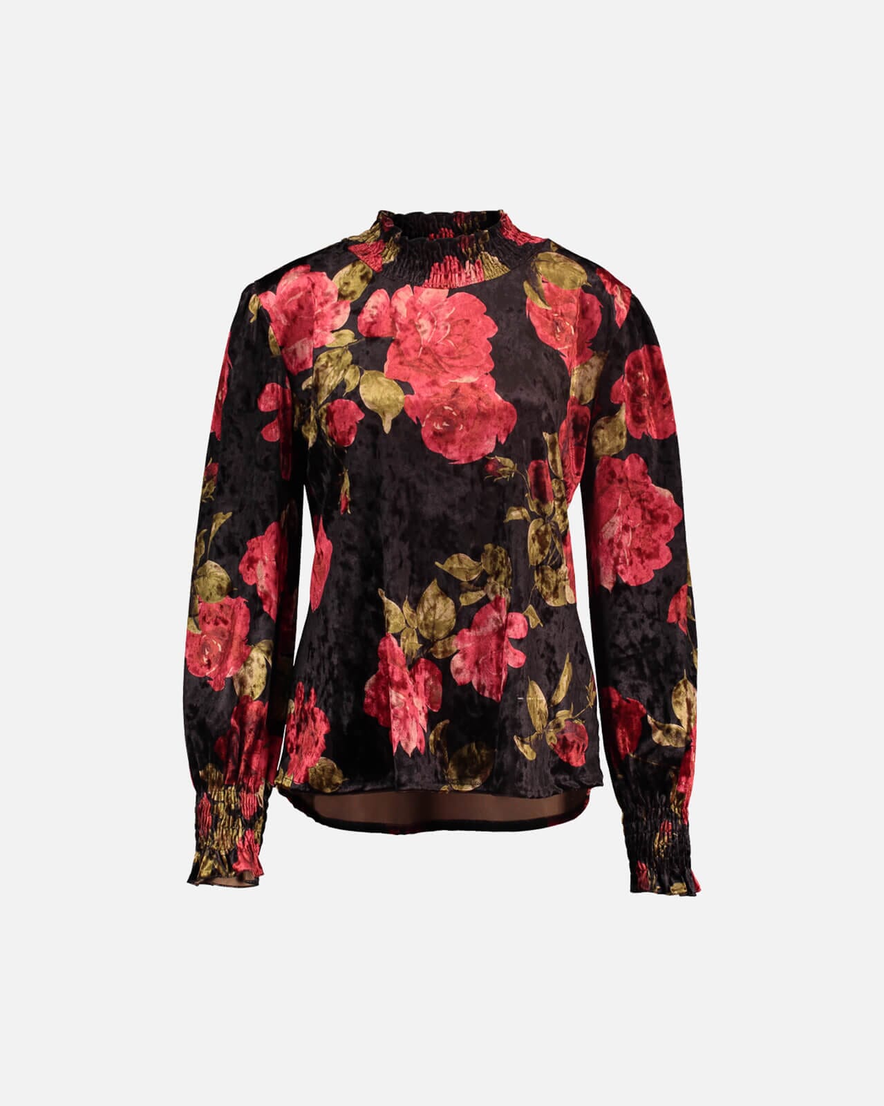 FLOYD Bluse Juliet Rose Velvet - Black/ Red