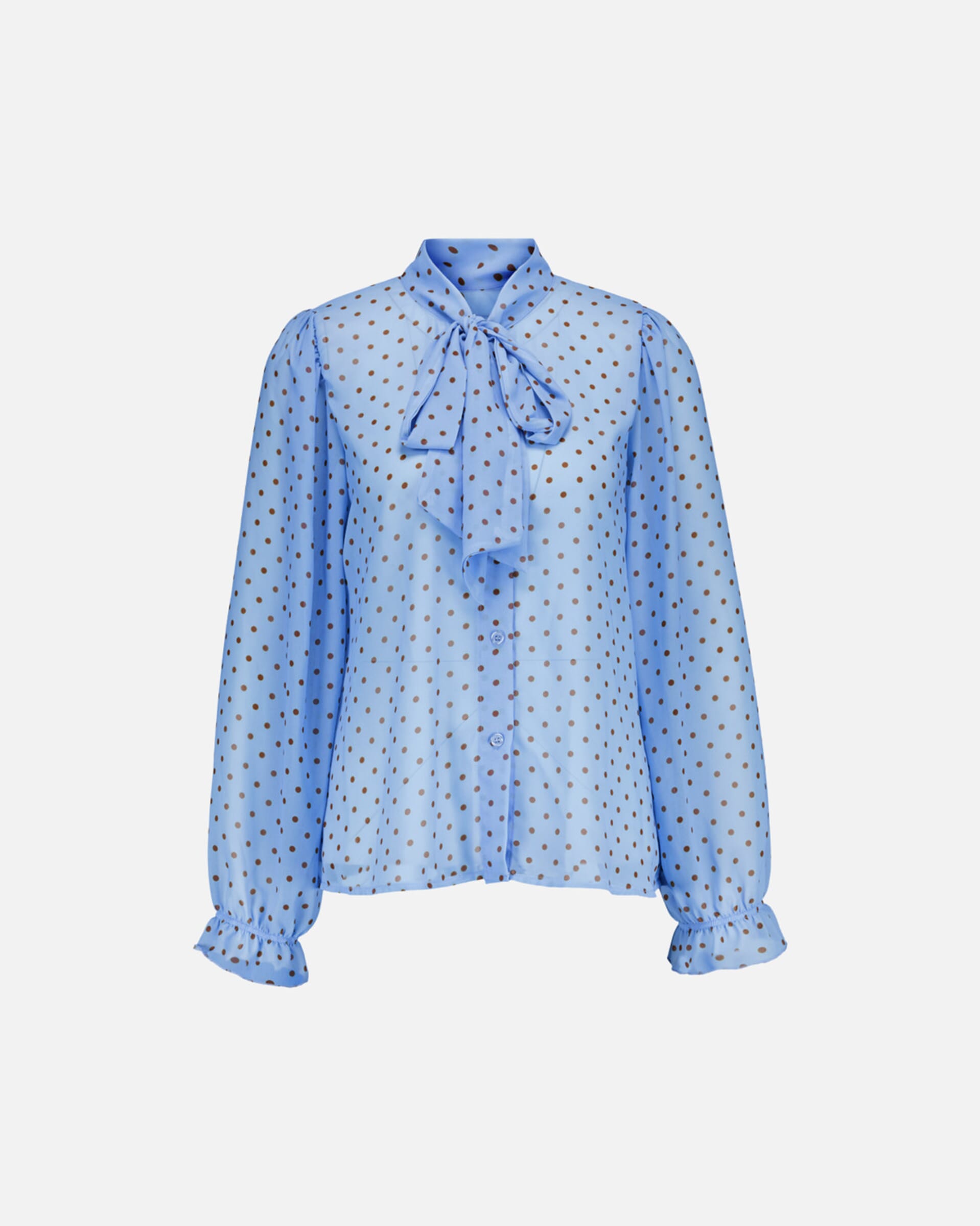 FLOYD Bluse Isara Small Polka - Light Blue/ Brown