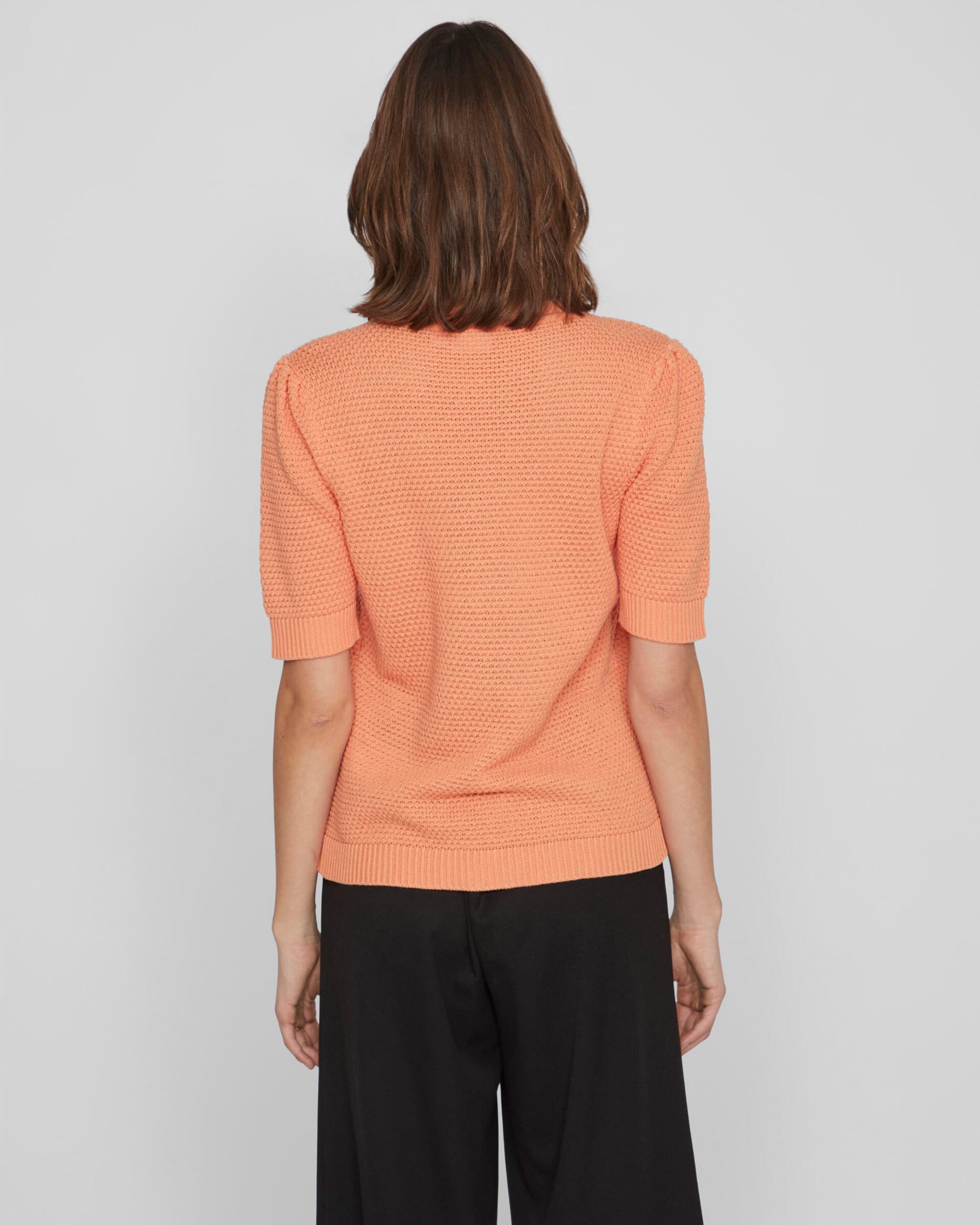 VILA Strikkegenser Dalo O-neck S/S - Shell Coral | Myke strikkegensere ...