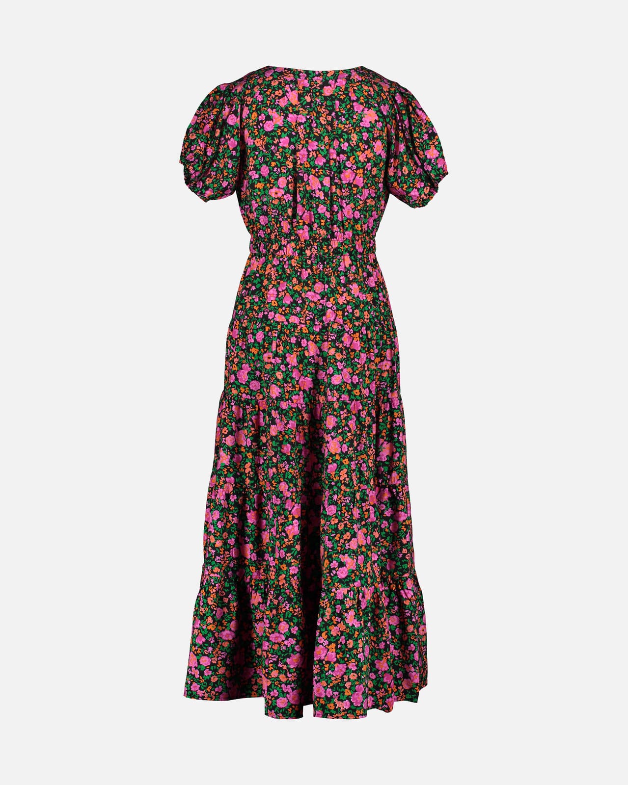 ONLY Midikjole Sabrina S/S O-neck - Fuchsia Red/ Mexicana ditsy ...