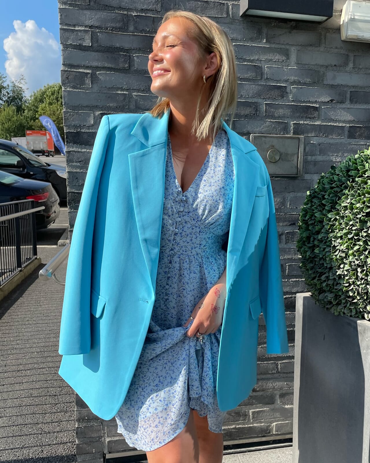 ONLY Kjole Amanda S/S - Cashmere Blue/ Alva leaf | Korte kjoler til ...