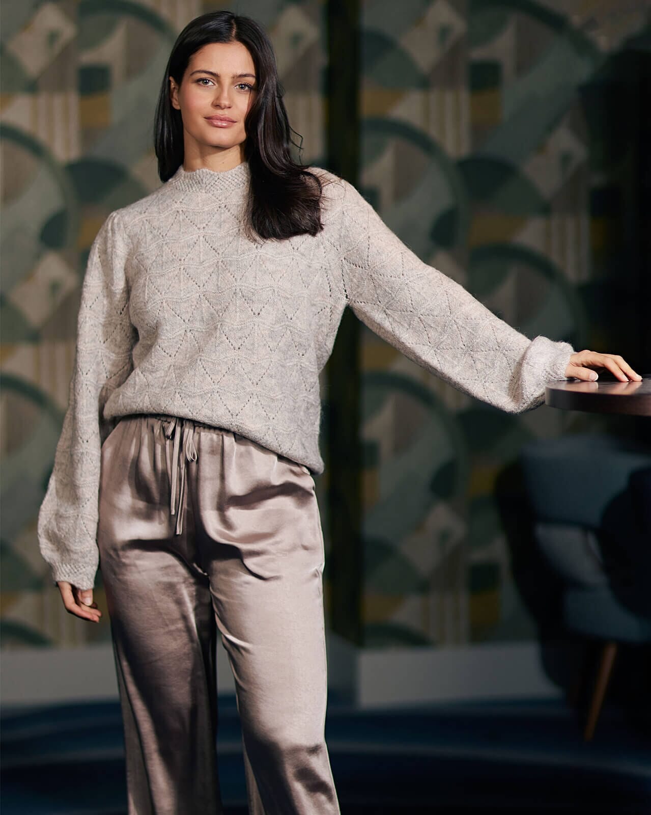 FLOYD Strikkegenser Hamida Ullmiks - Beige