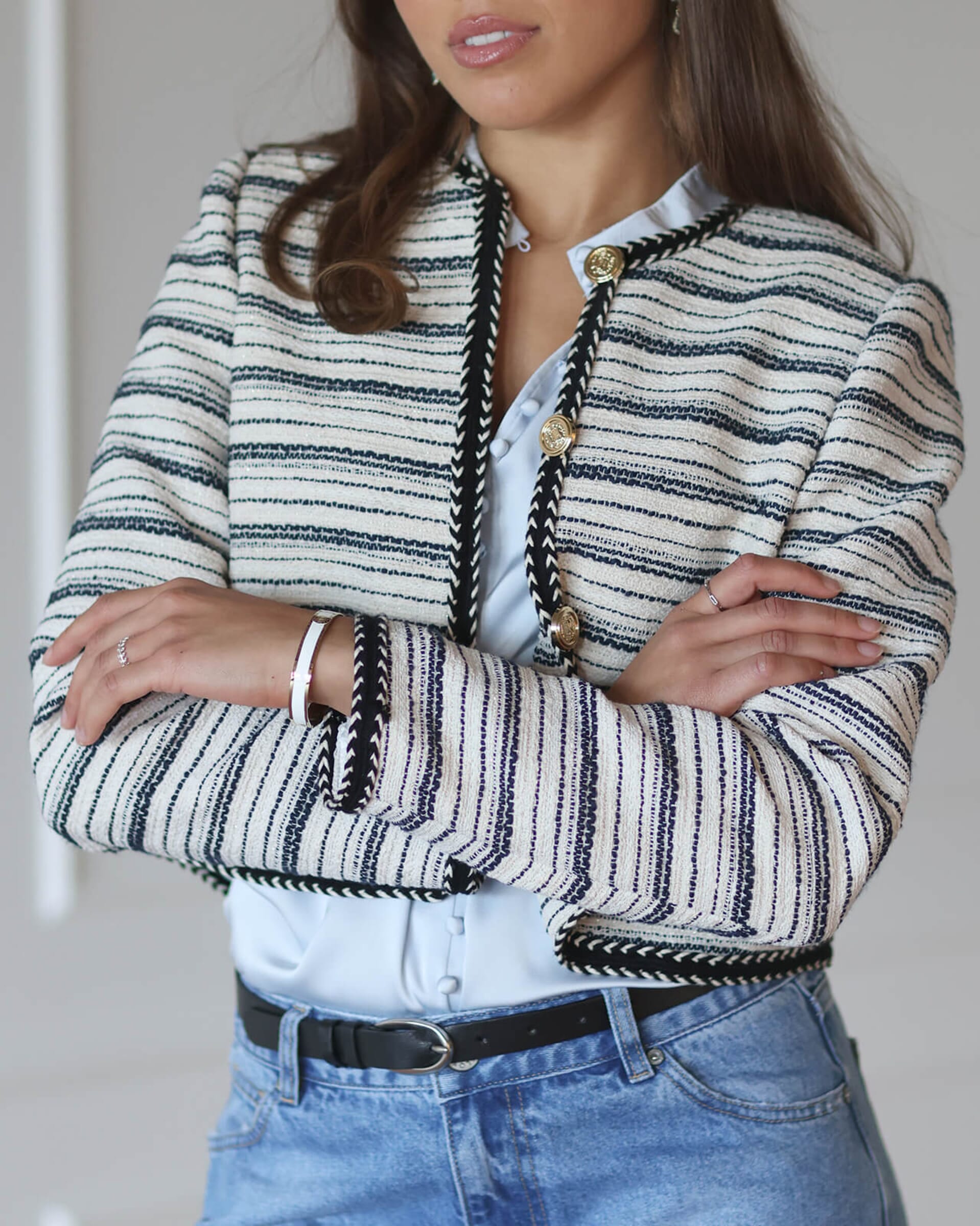 FLOYD Tweedjakke Carla - Offwhite/ Black