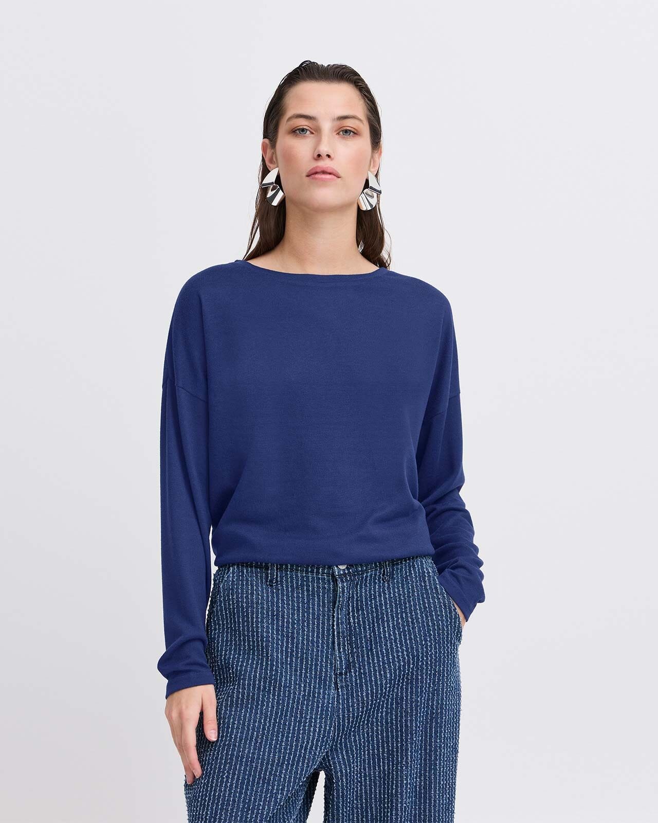 b.young Genser Pieta AOP top - Medieval Blue