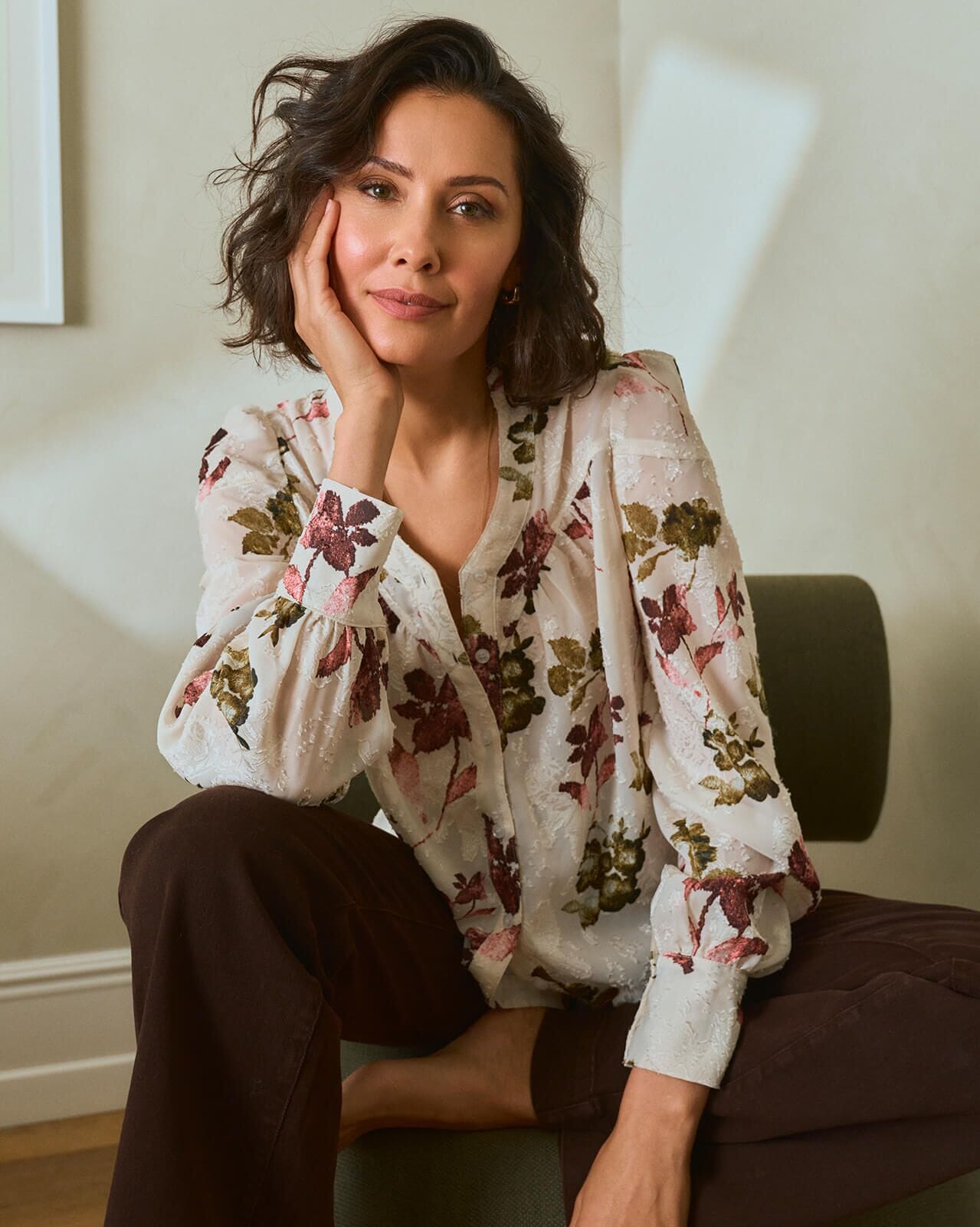 FLOYD Bluse Olivia Flower - Deep Cherry