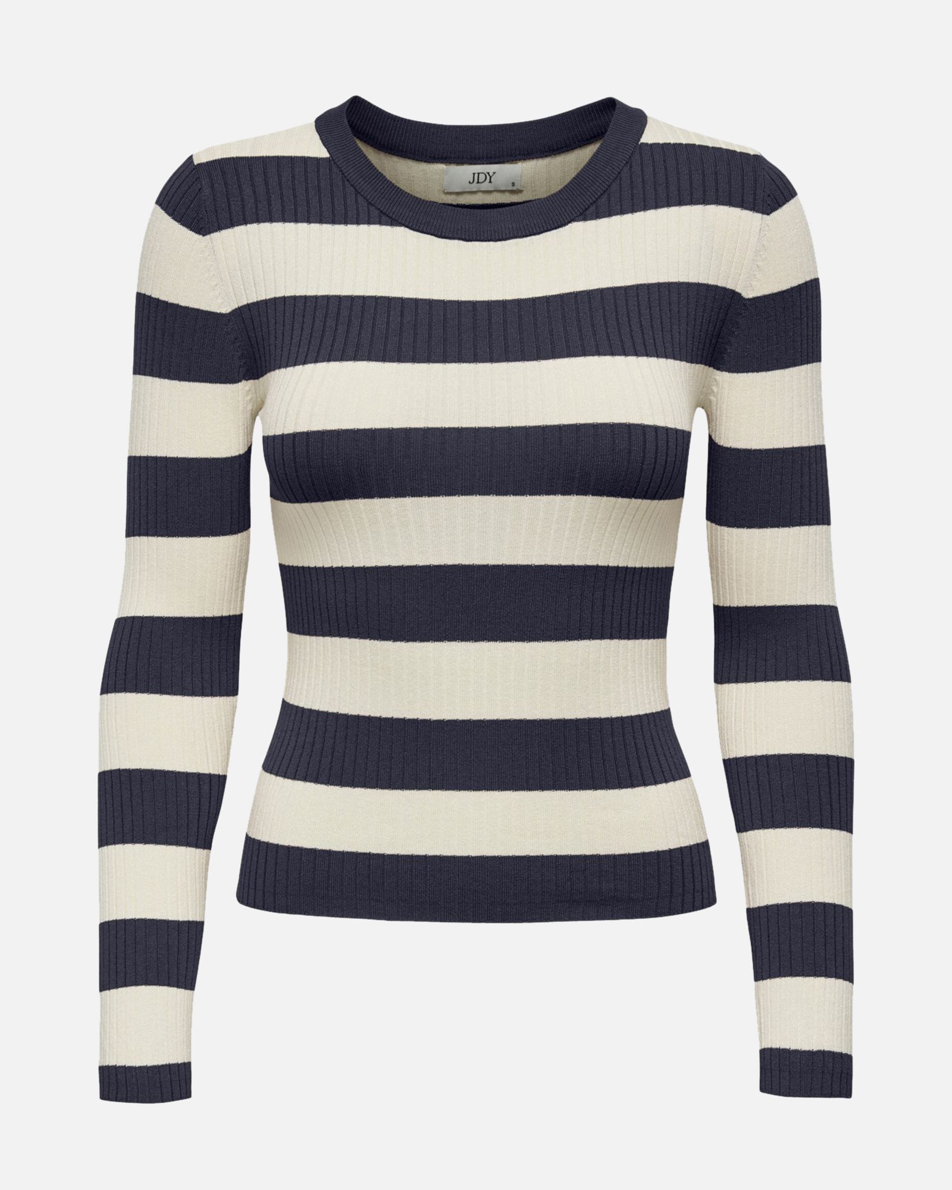 JDY Genser Plum Stripe L/S O-neck Stripe - Sky Captain with Eggnog ...