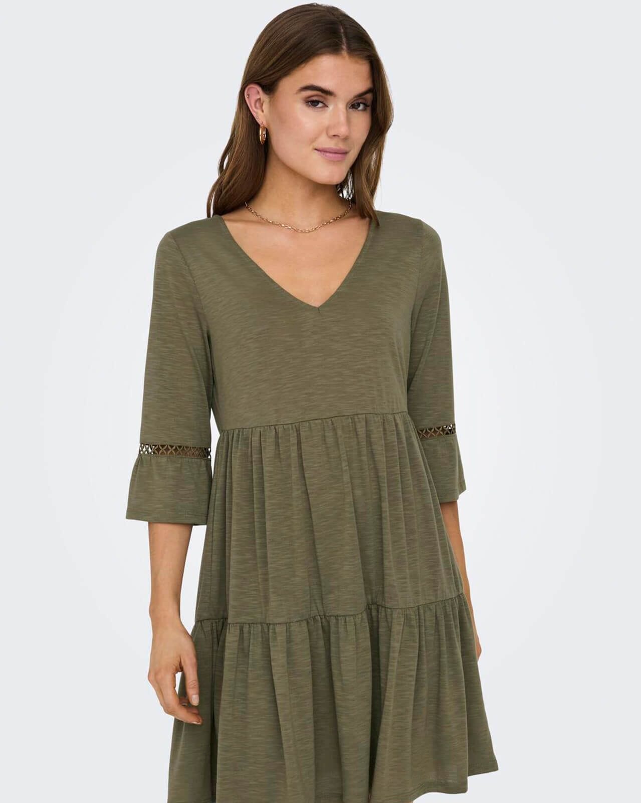 JDY Kjole Dora Dodo 3/4 Short Lace - Dusky Green | Hverdagskjoler ...