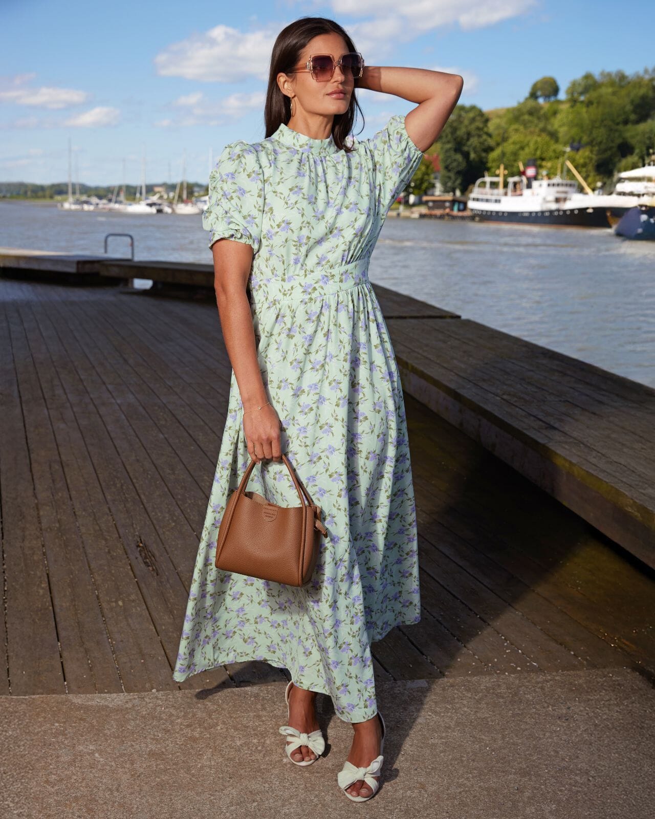 FLOYD Maxikjole Emmeli Lavender - Light Green