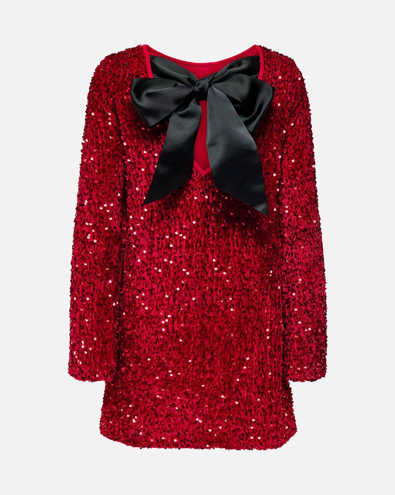 ONLY Paljettkjole Anika Bow Sequins LS - Ski Patrol/ Black Bow