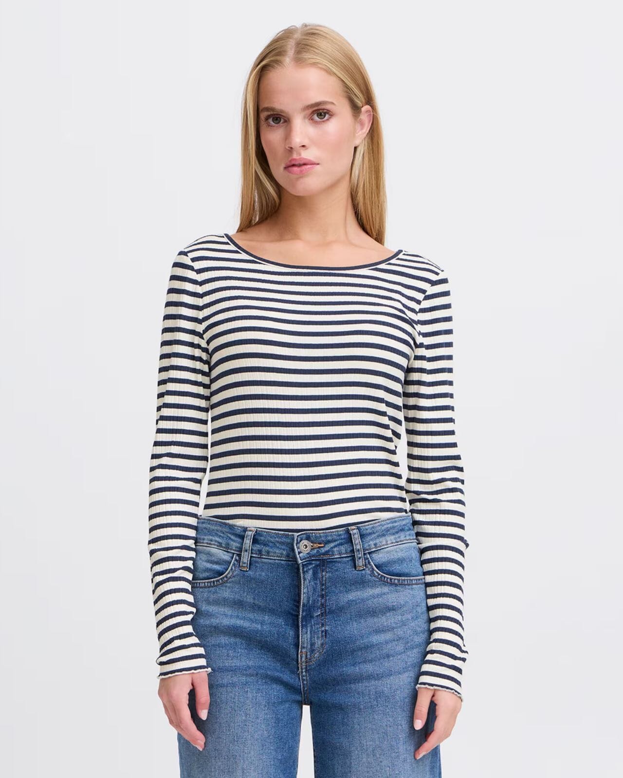 ICHI Topp Cella LS - Total Eclipse Stripe