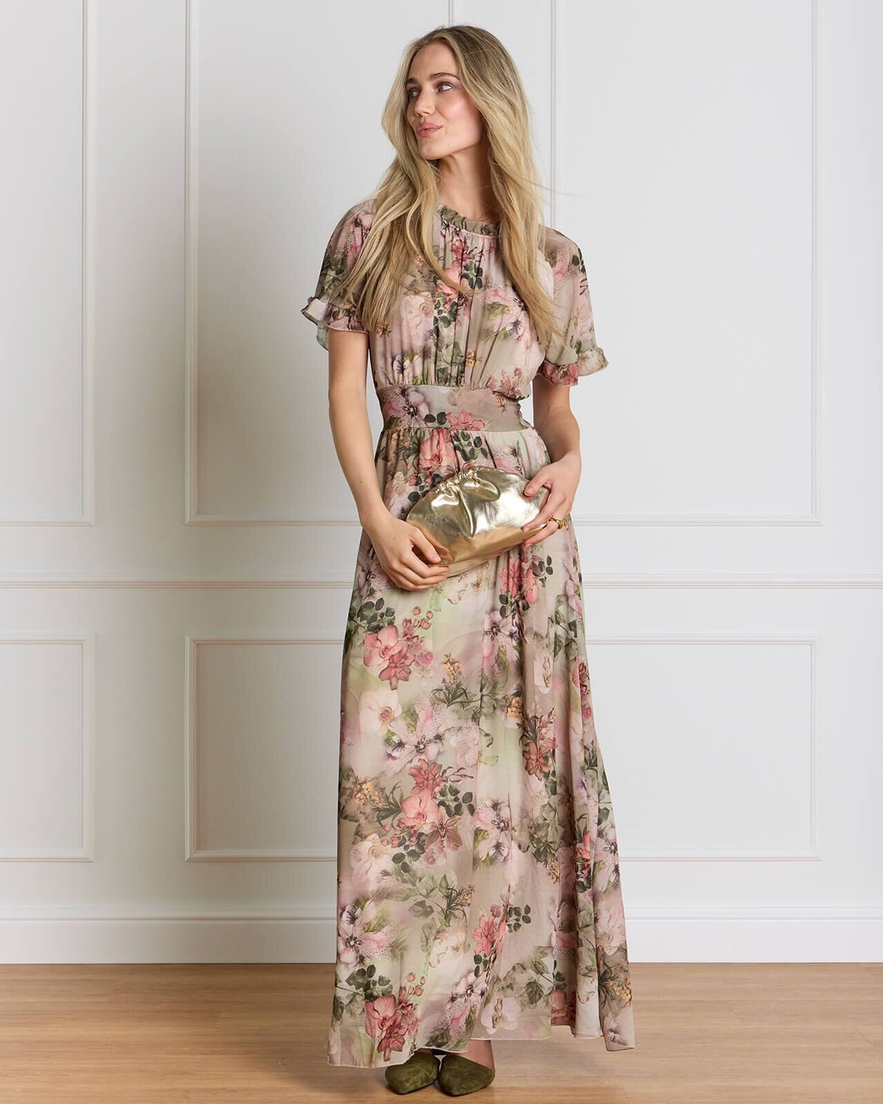 FLOYD Maxikjole Liane Orchid - Army Green