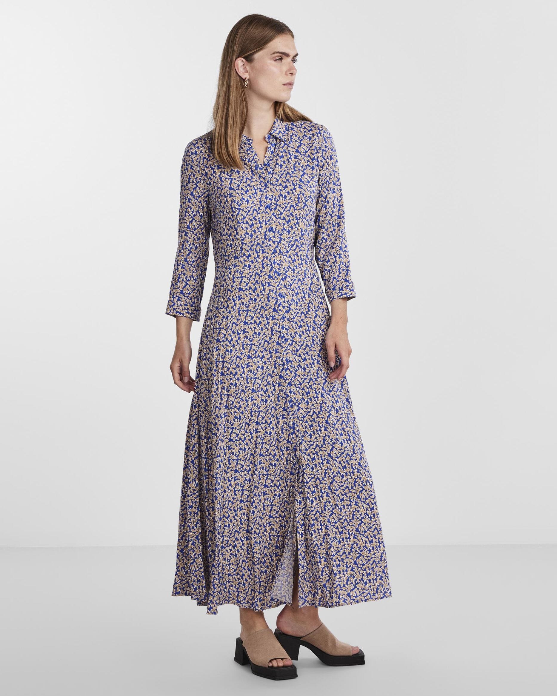 Y.A.S Maxikjole Savanna Long Shirt - Bluing/ Ditsy Flower| Festkjoler ...