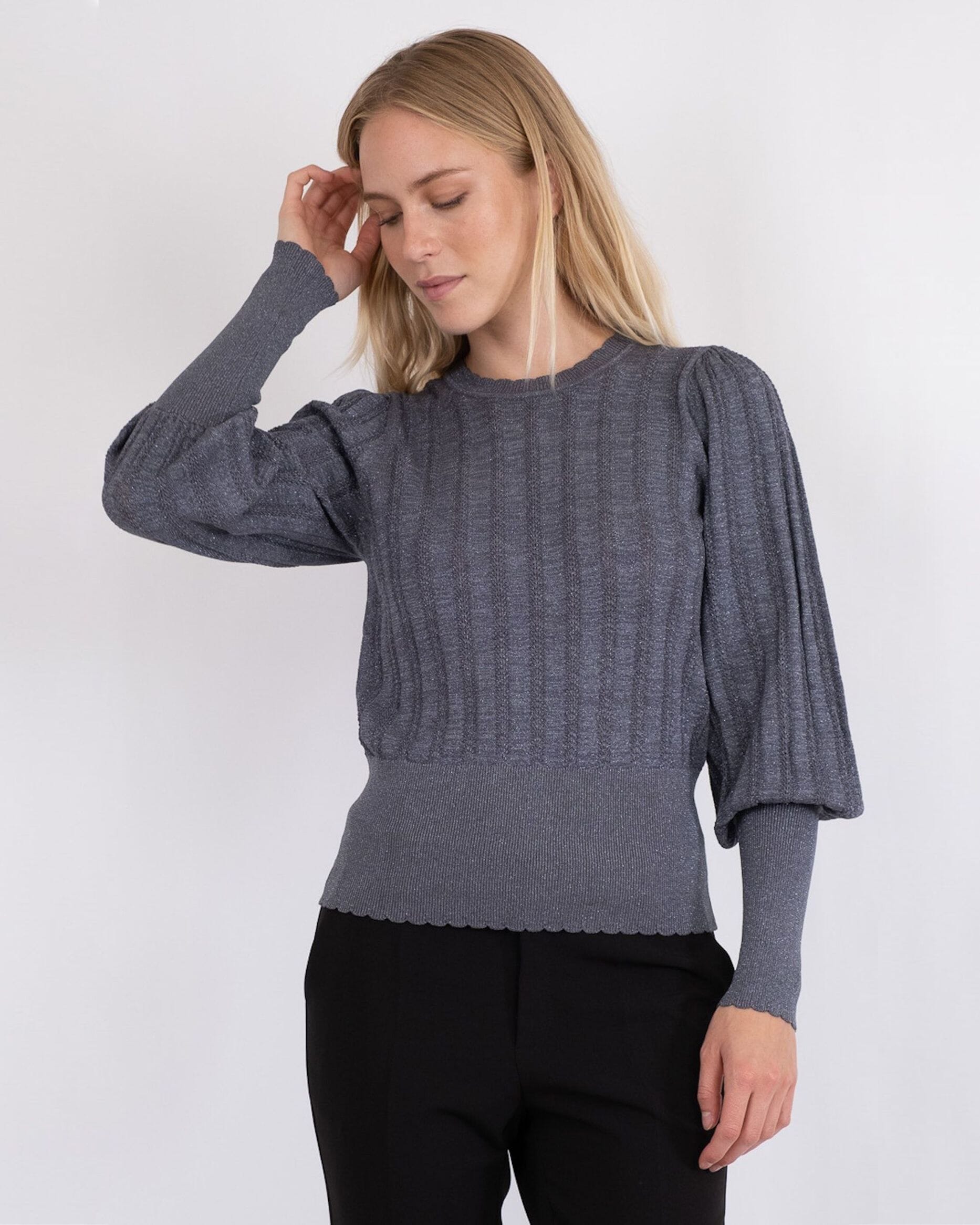 NEO NOIR Topp Dary Glitter Knit - Steel Gray | Topper med glitter til ...
