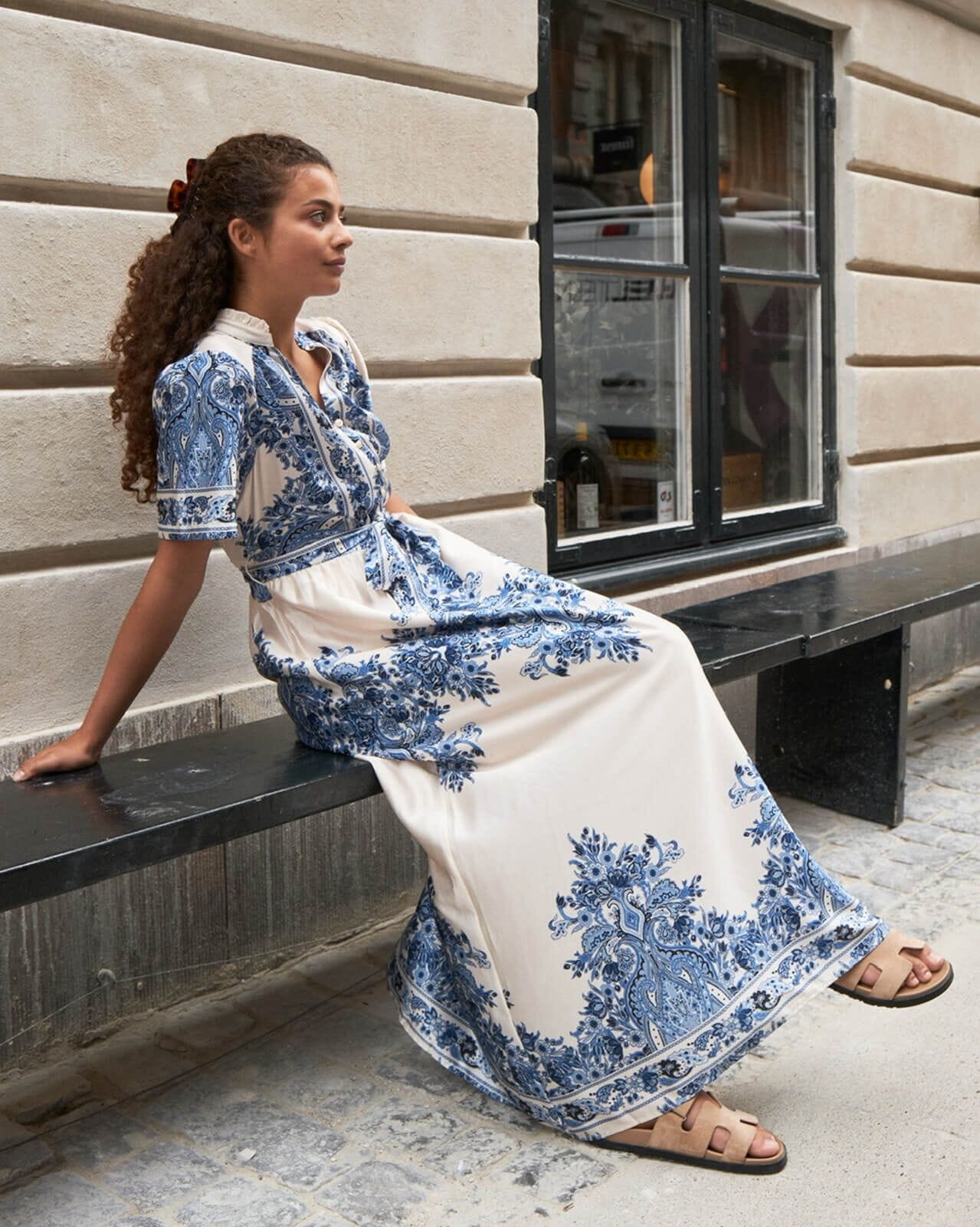 NEO NOIR Midikjole Noelle Paisley Border Dress - Bright Blue ...