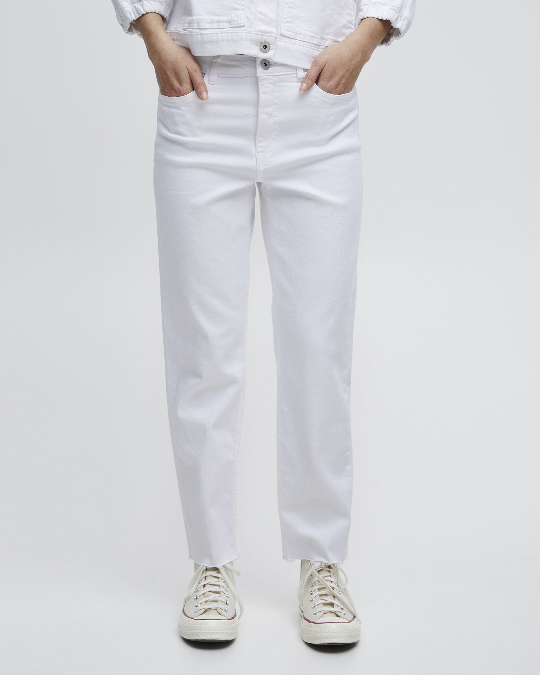 ICHI Jeans Ziggy Raven Raw - Bright White | Hvite bukser i denim | FLOYD.no