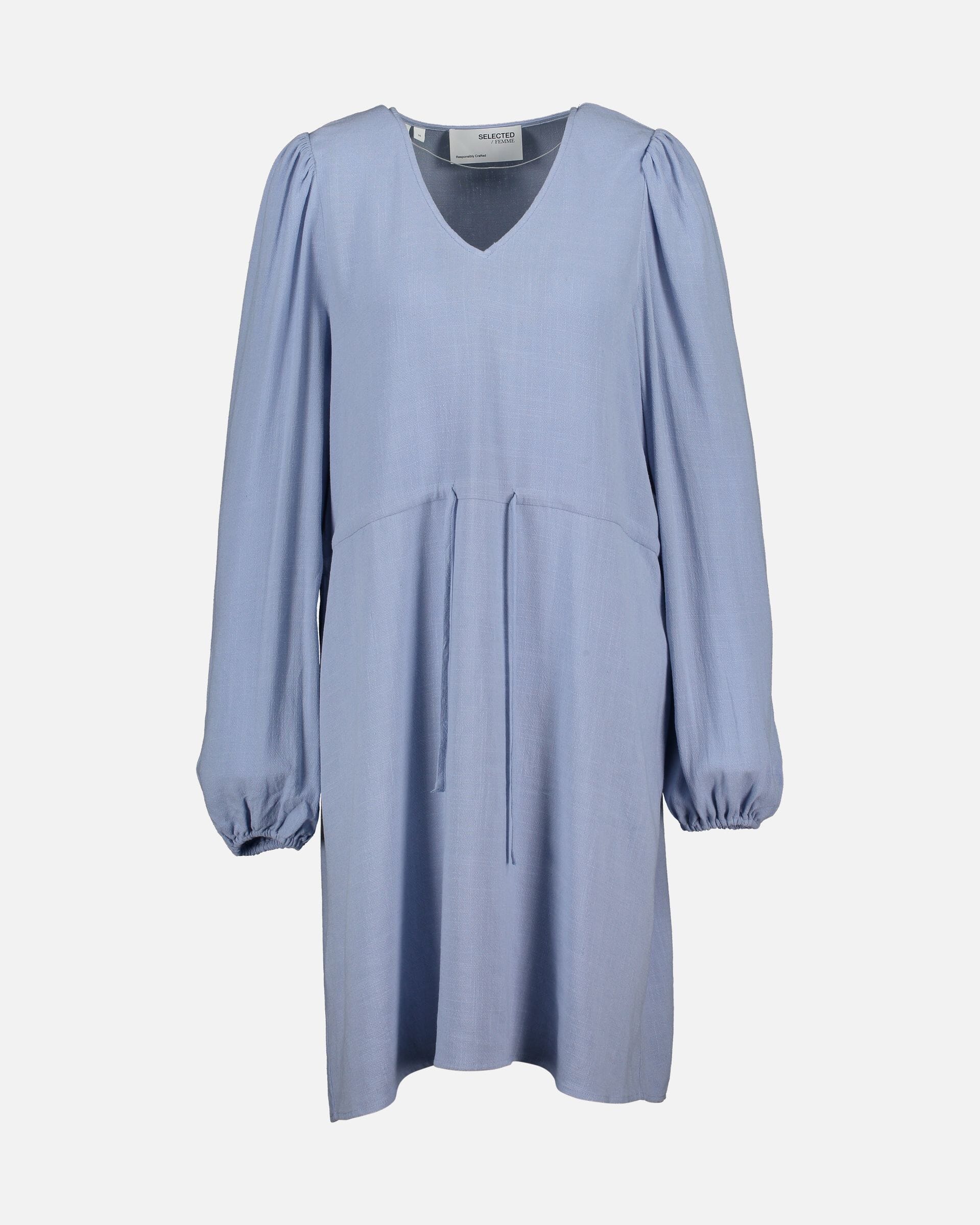 SELECTED FEMME Kjole Viva LS Short Linen Dress - Blue Heron | Kjoler i ...