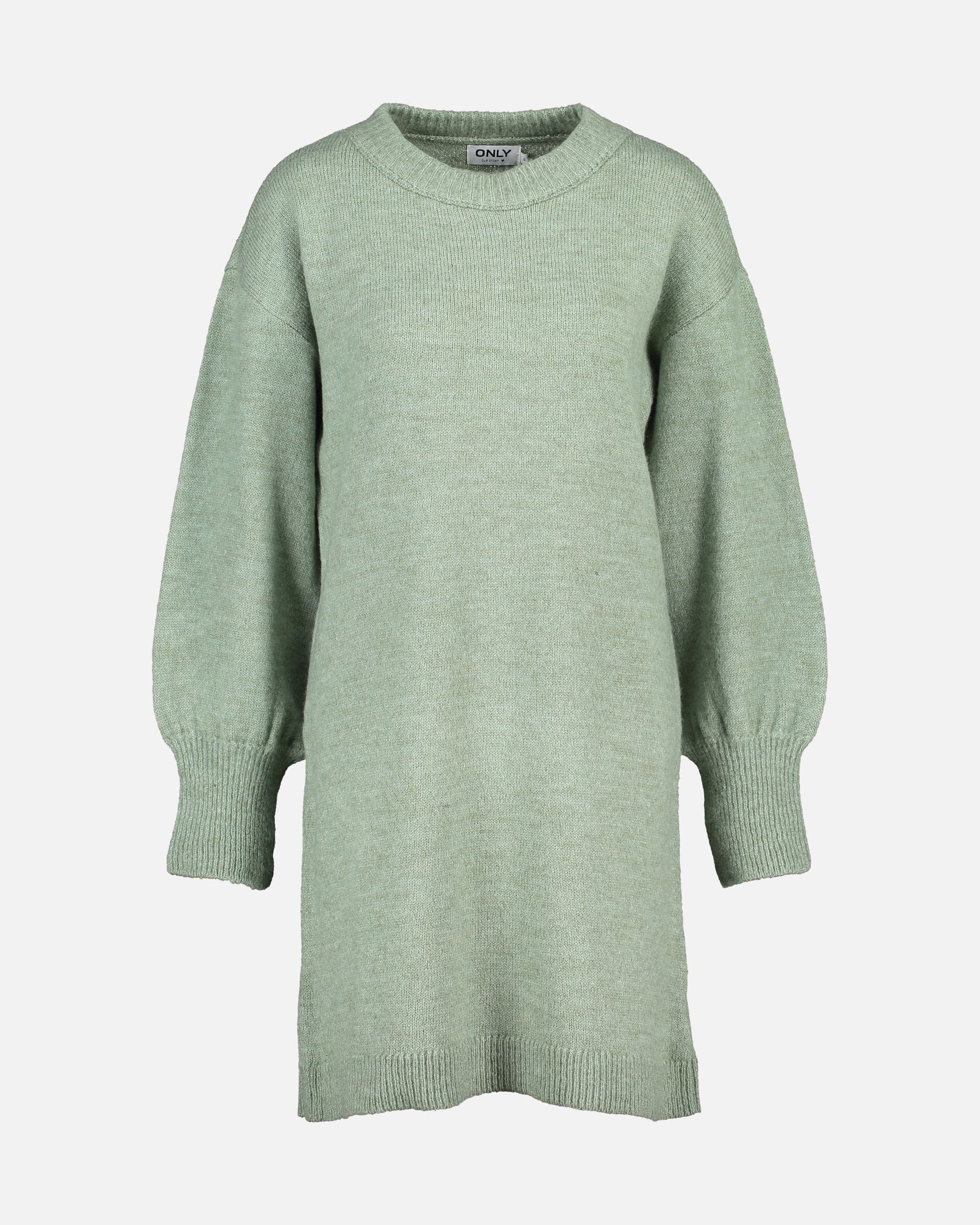 ONLY Strikkekjole Jada LS Balloon O-neck Dress Knit - Granite Green ...