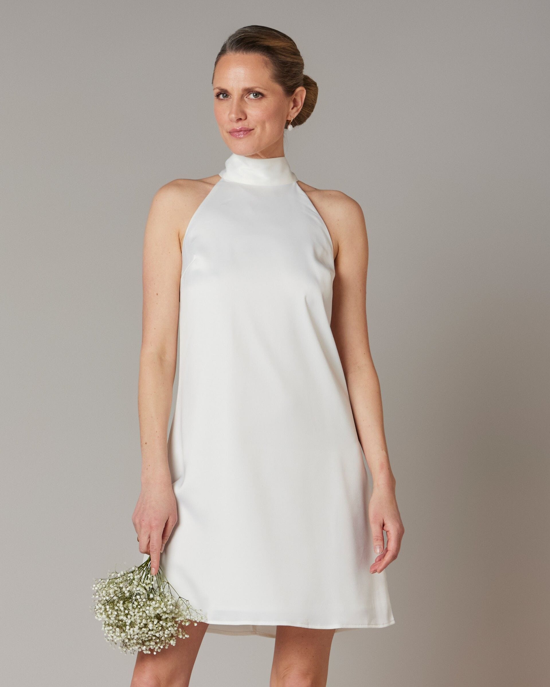 Y.A.S Kjole Dottea Halterneck Dress - Star White | Hvite kjoler til ...