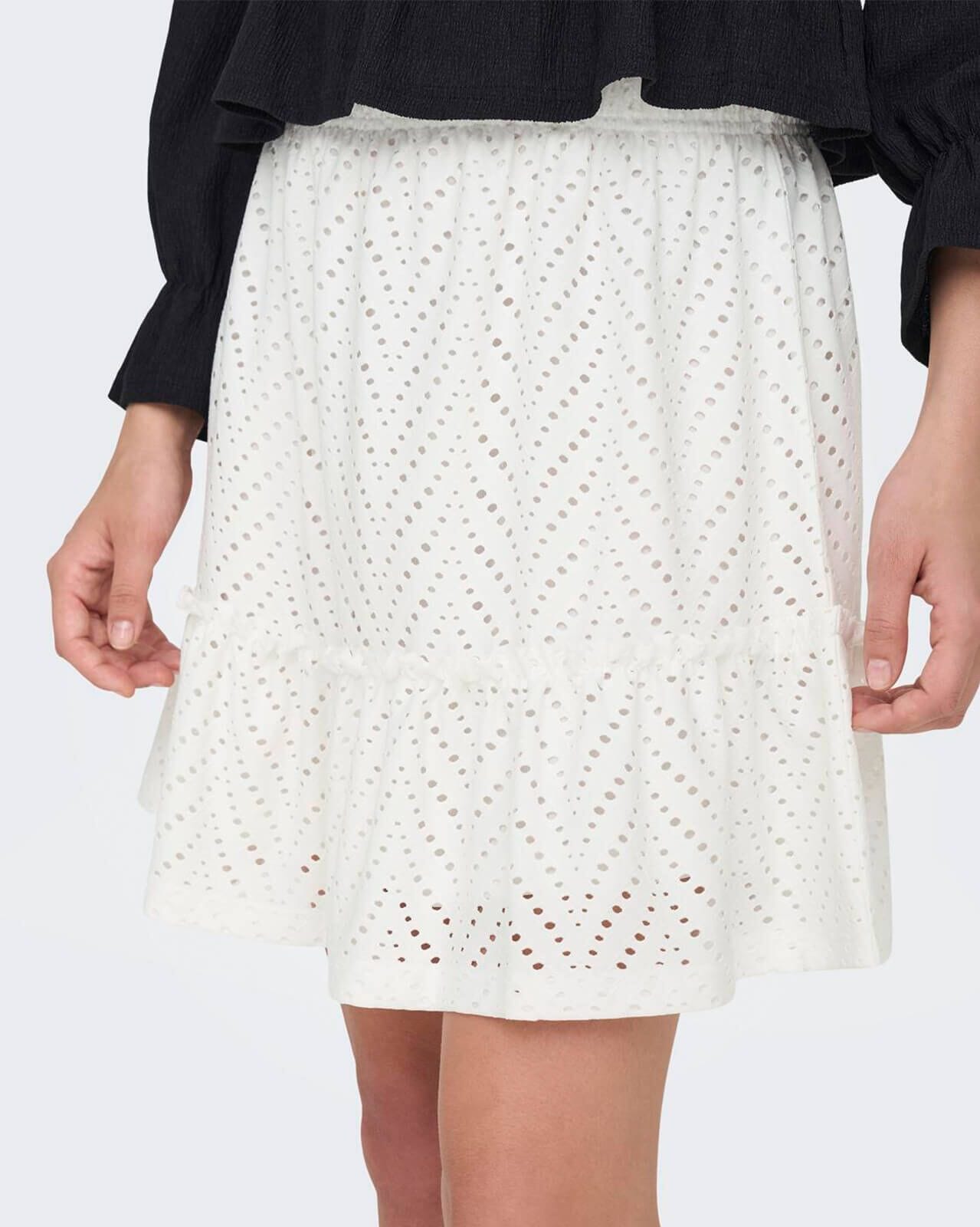 JDY Skjørt Carla Cathinka Frill - Cloud Dancer | Skjørt til hverdag og ...