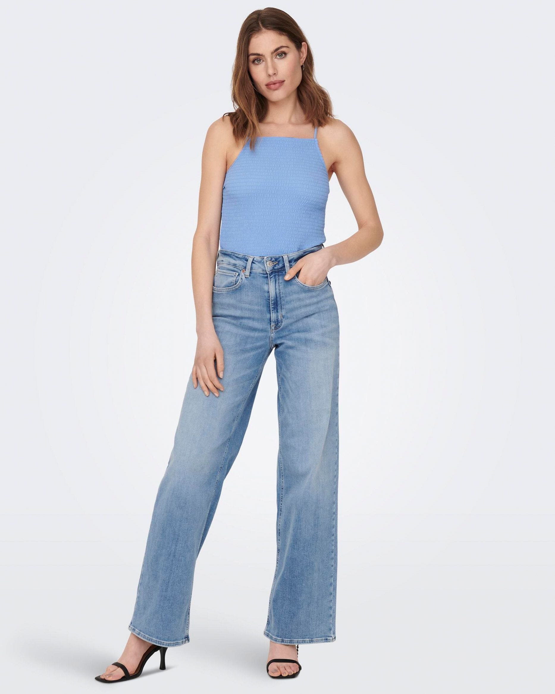 ONLY Jeans Madison Blush Blush HighWaist Wide Denim CR0371 - Light Blue ...